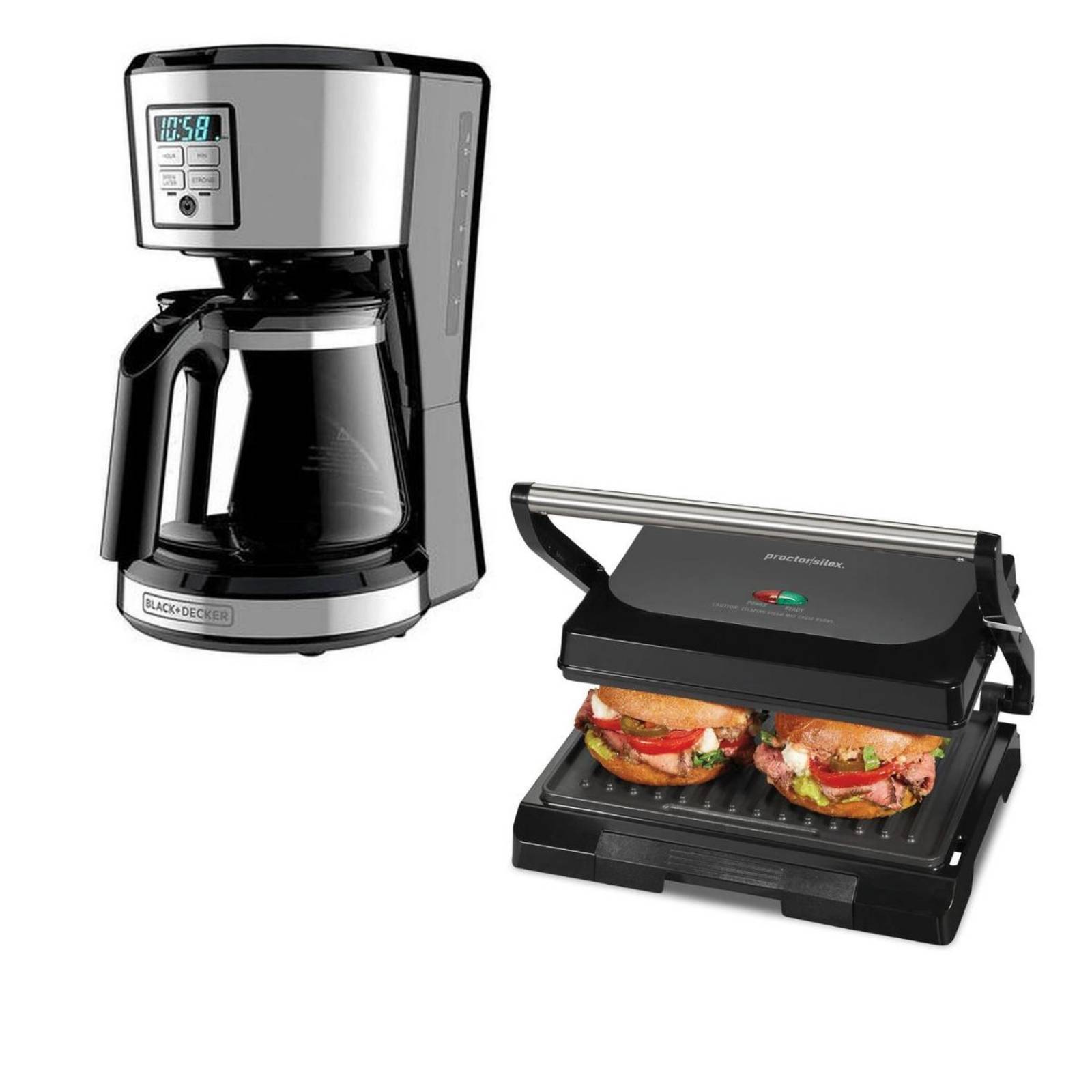 COMBO CAFETERA + PARRILLA PANINI HAMILTON BEACH