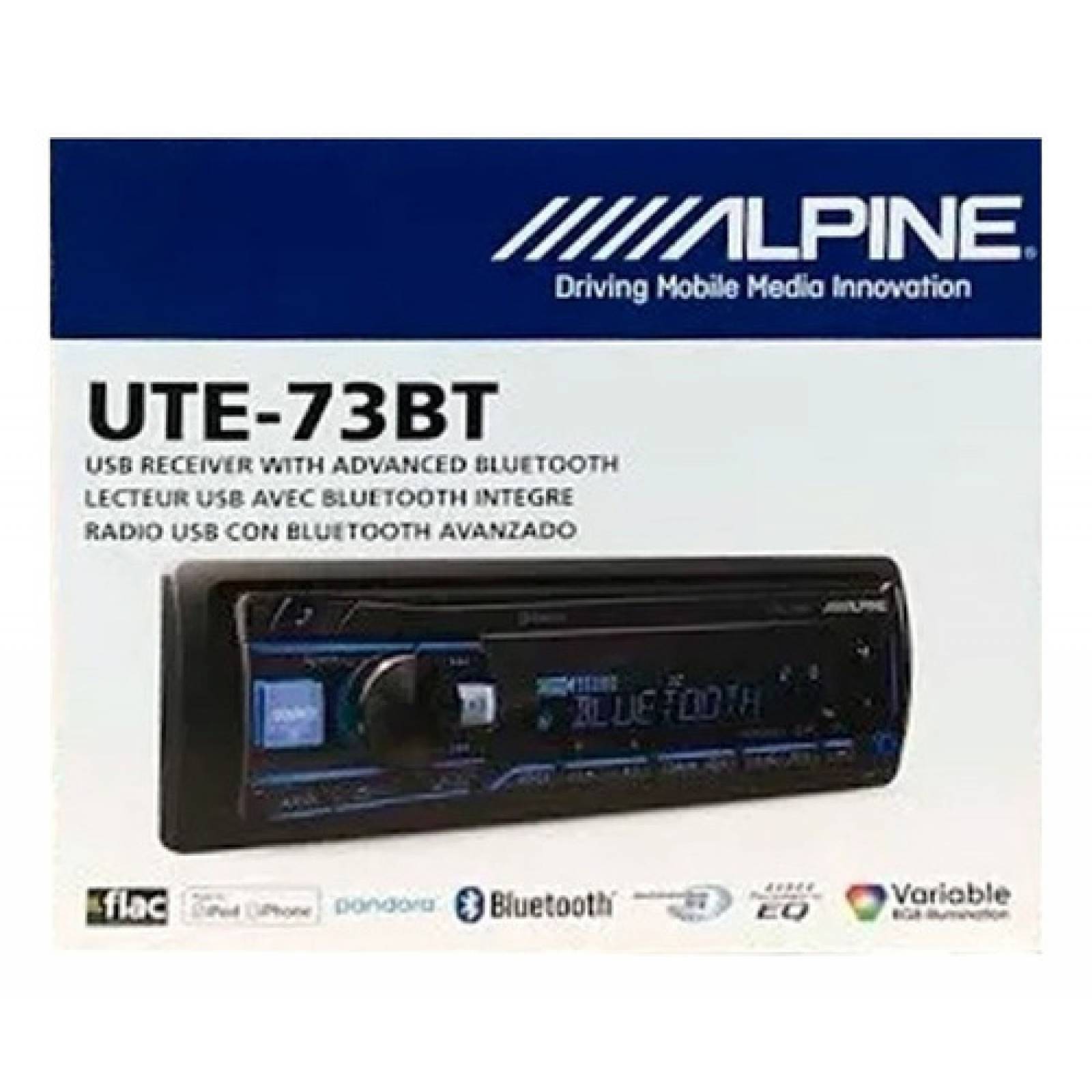 Autoestereo Alpine Bluetooth Multicolor Usb Mp3 Ute 73bt