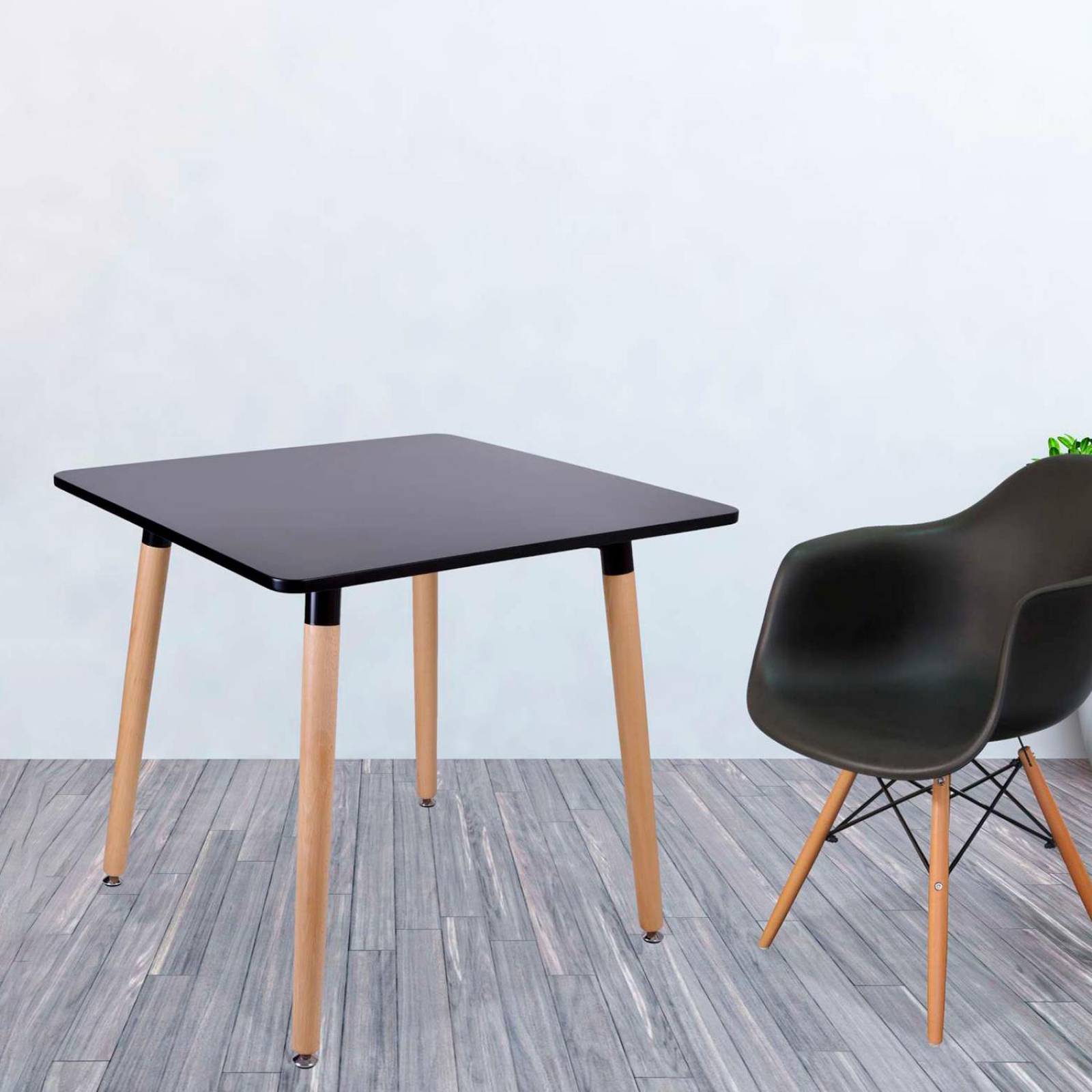 Mesa De Comedor Cuadrada Estilo Eames Minimalista Moderna Black