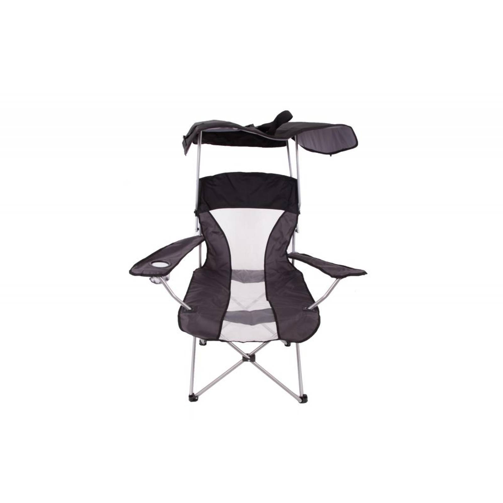 Silla plegable camping acolchonada con techo Negro