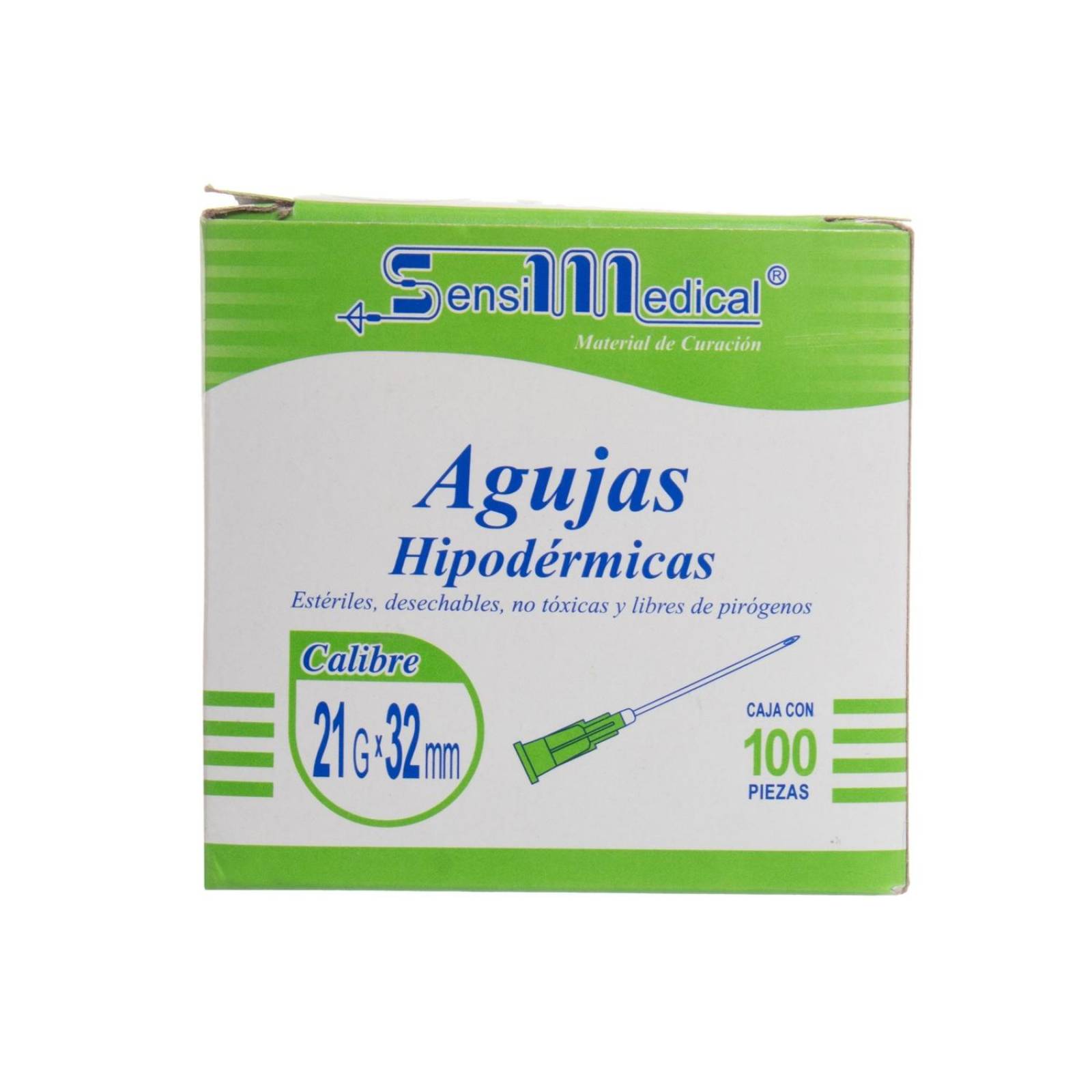 Aguja Hipodérmica 21g x 32mm - 100 piezas - Sensimedical