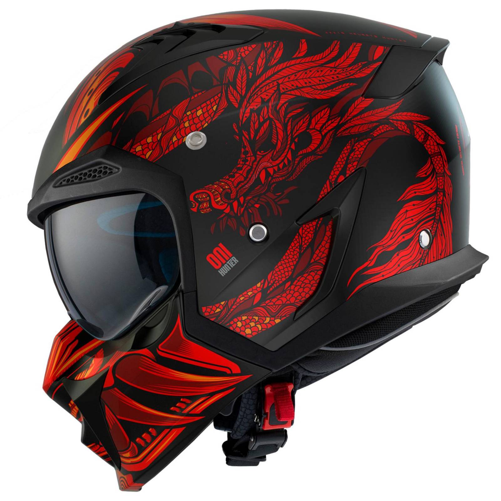 Casco modular para moto Mate rojo Talla XL Hunter Oni Axxis
