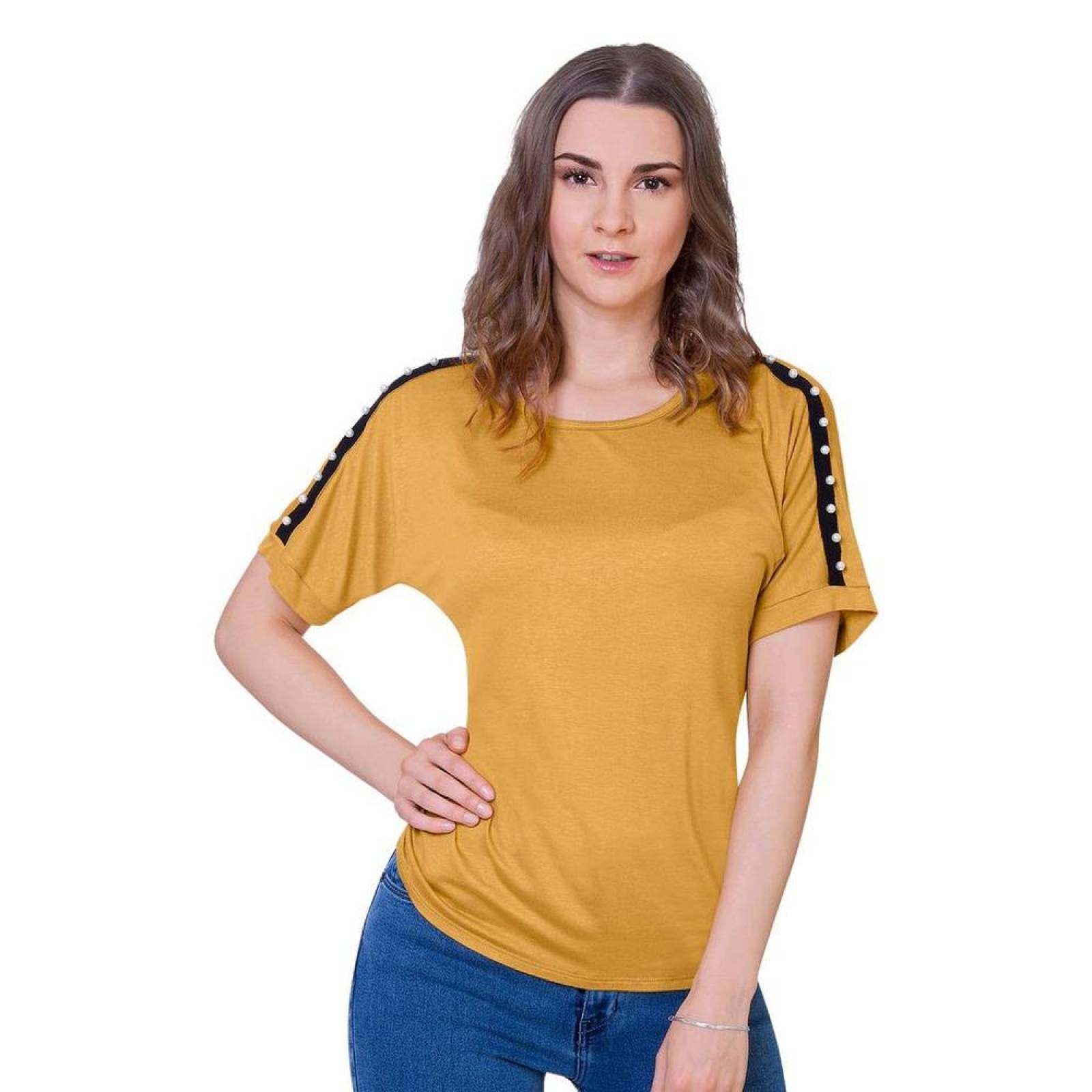 Playera Moda Mujer Salvaje Tentación Mostaza 68703106 Spandex