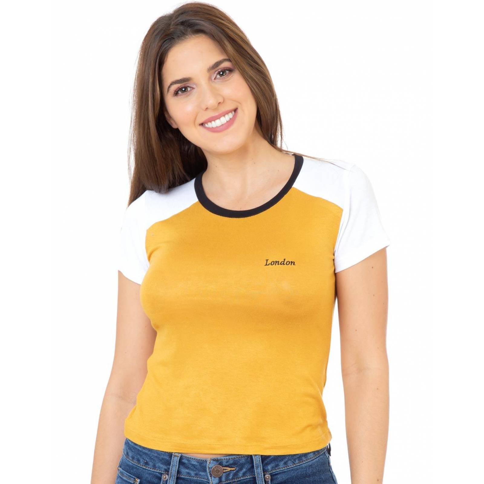 Playera Moda Mujer Salvaje Tentación Mostaza 72603412 Spandex
