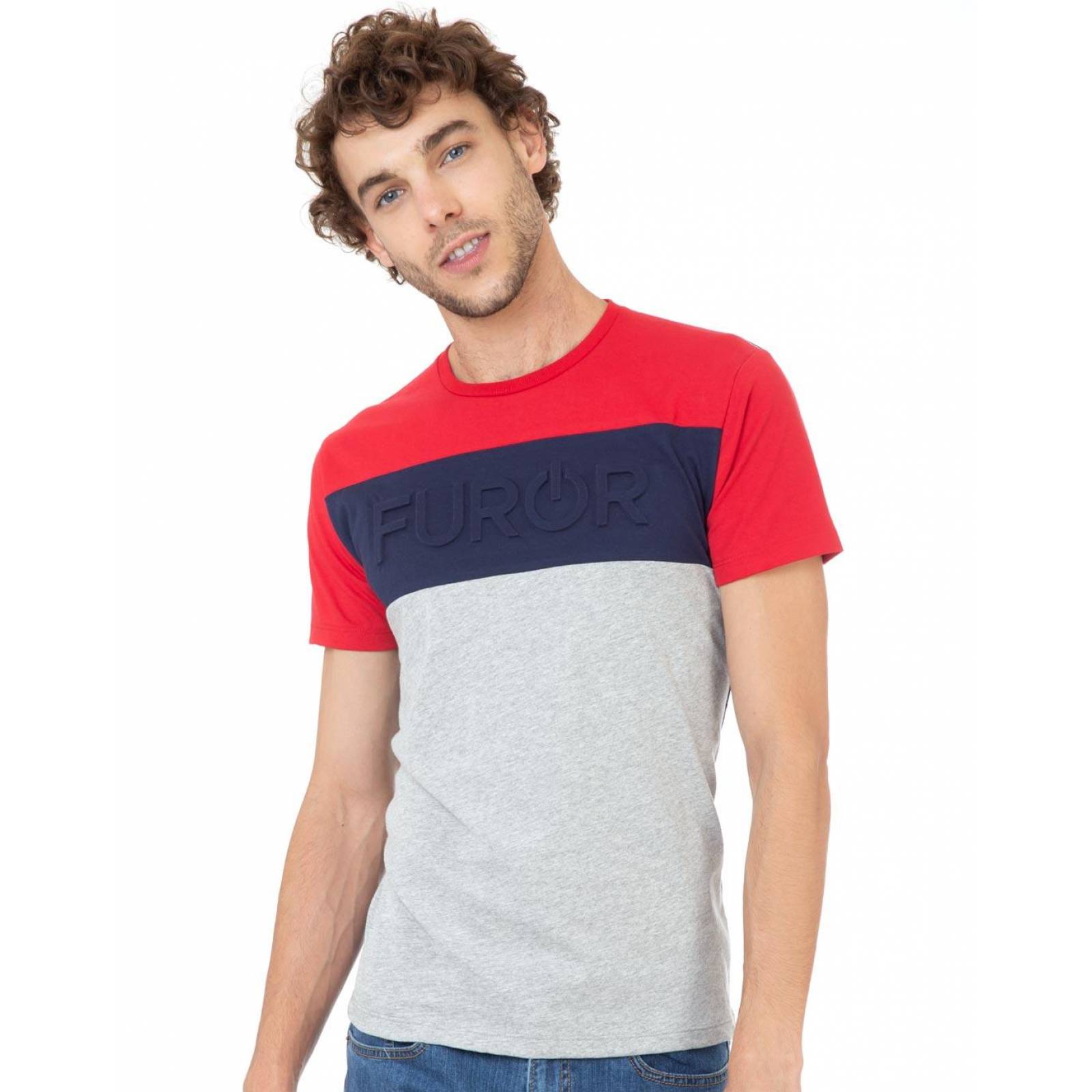 Playera Moda Hombre Furor Gris 62105419 Algodón Poliéster