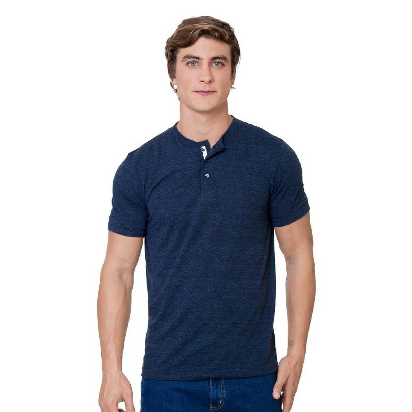 Playera Garanty Hombre Azul Algodon Poliester 3370