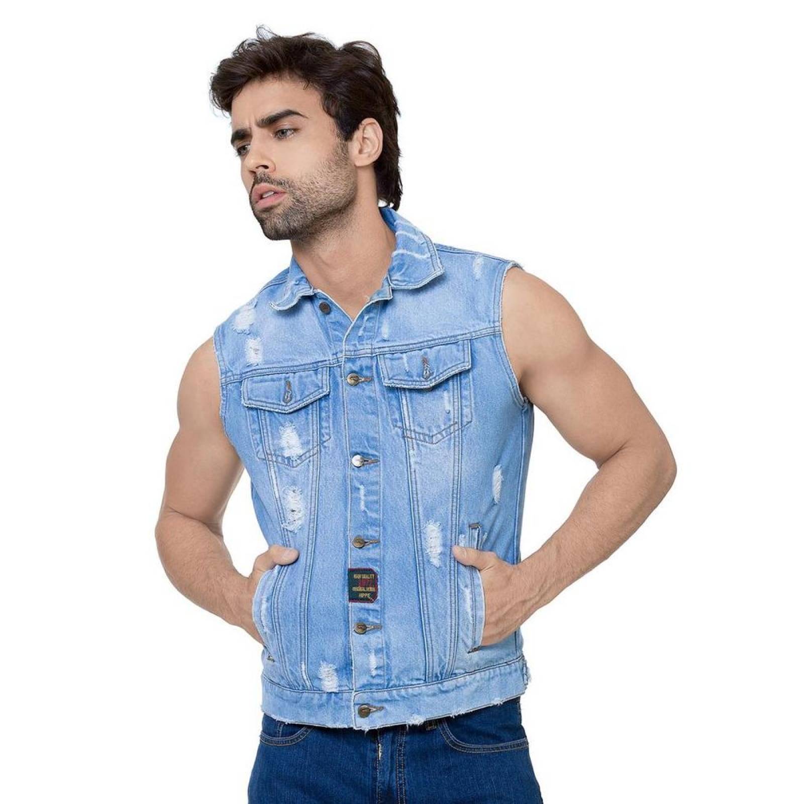 Chaleco Hippie & Rock Hombre Azul Mezclilla St18Cb130