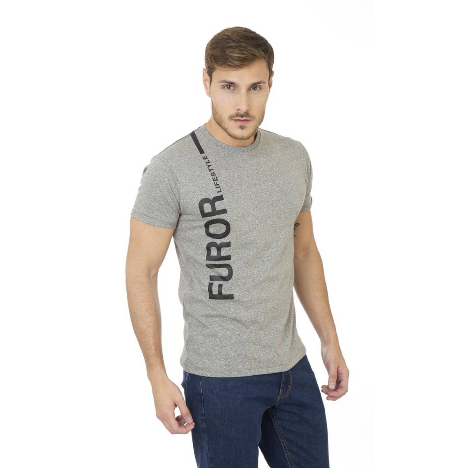 Playera Furor Hombre 10402869 Gris Jaspe Algodón Poliéster