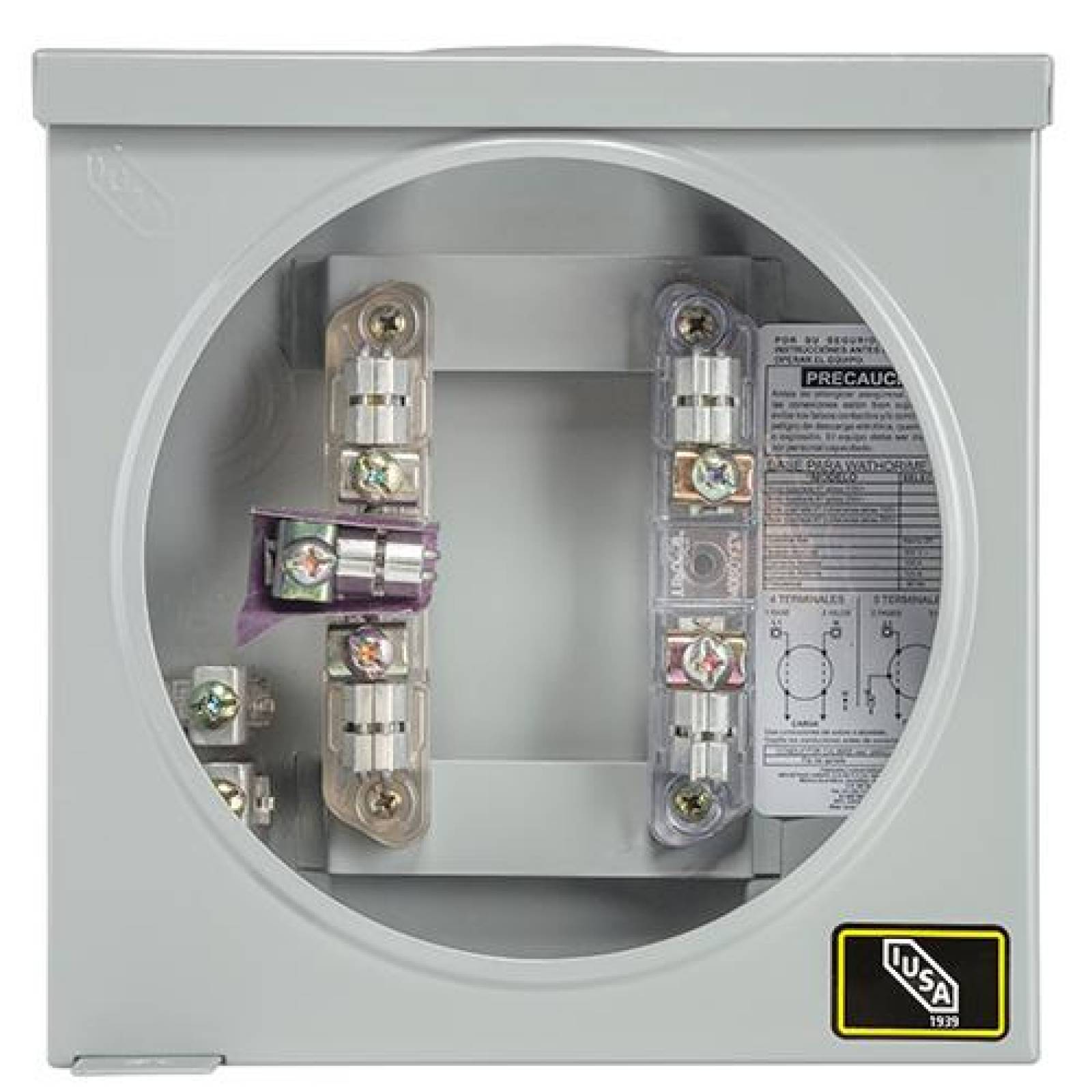 Base Medidor de Luz, Cuadrada 5 terminales, Bifásica Aérea