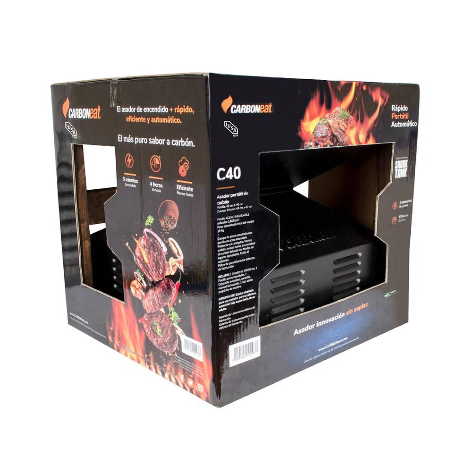 Asador Portátil Carboneat De Acero Inoxidable