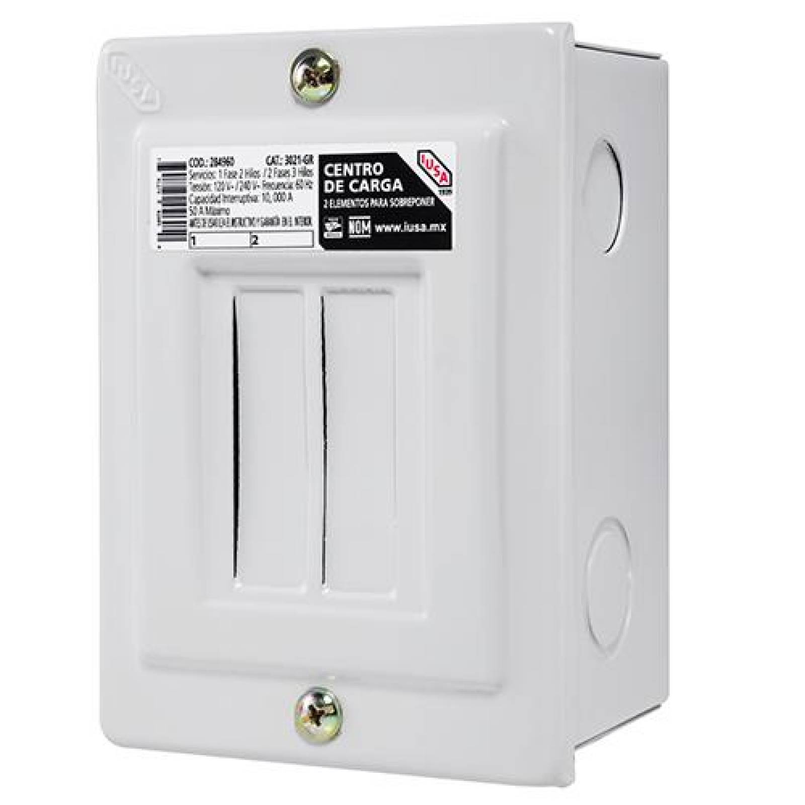 Centro de carga 2 polos para sobreponer, gris claro