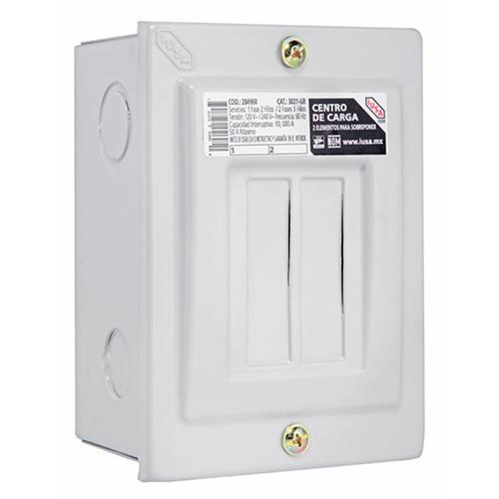 Centro de carga 2 polos para sobreponer, gris claro