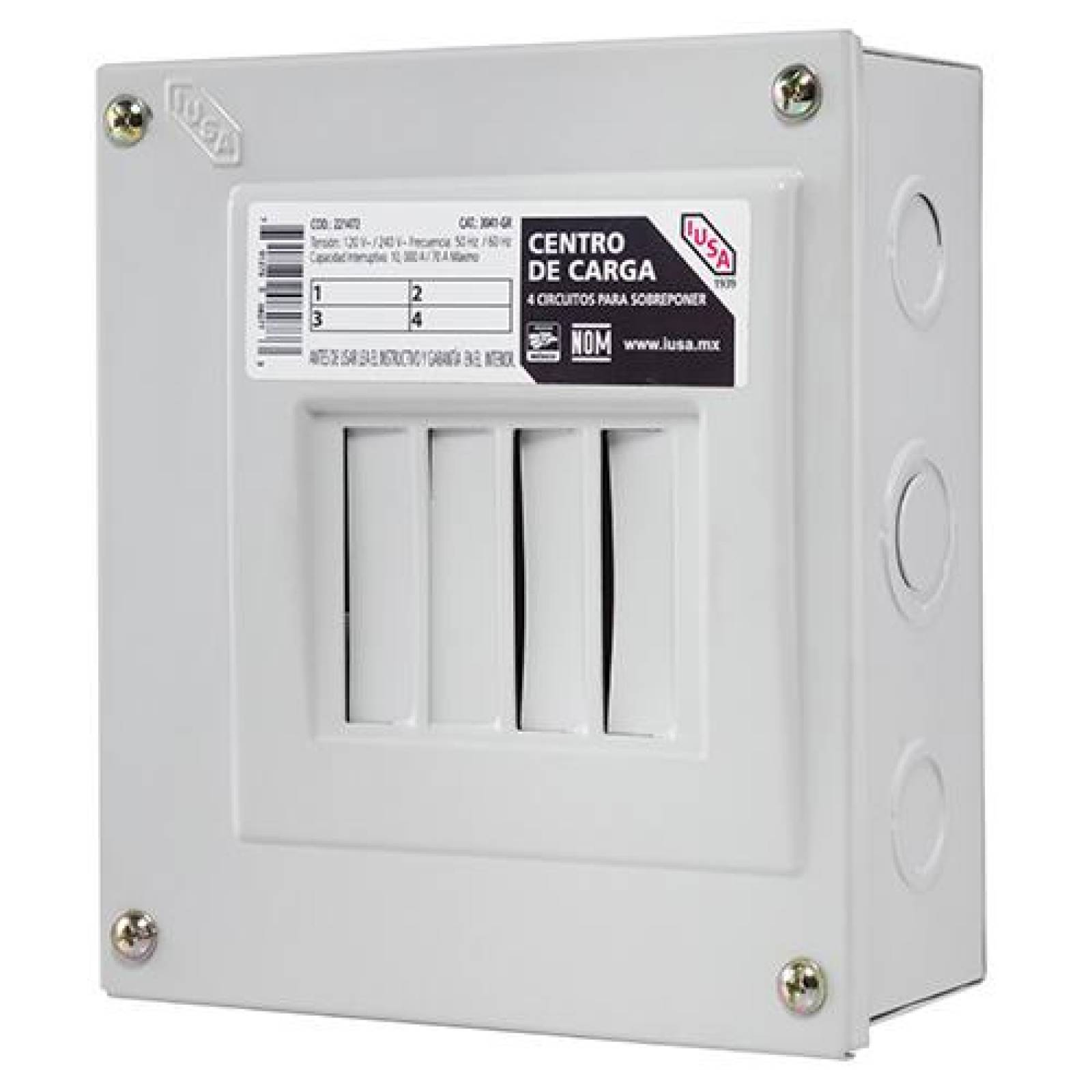 Centro de carga 4 polos para sobreponer, gris claro