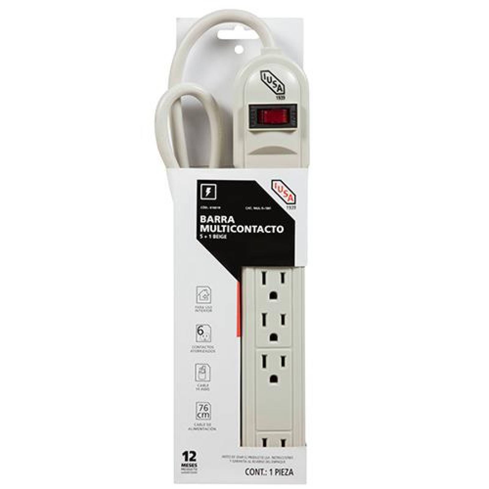 Barra Multicontacto 5 y 1 entradas