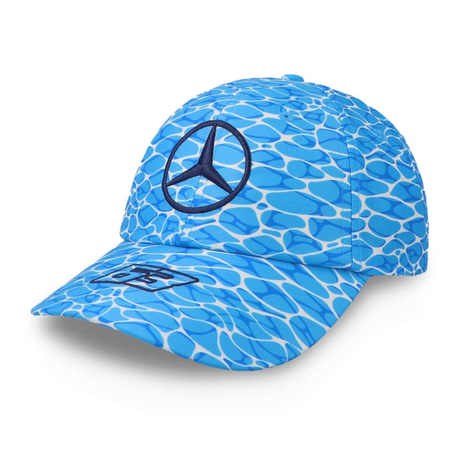 Gorra Mercedes Benz 23 George Russell No Diving Azul Cielo Unitalla