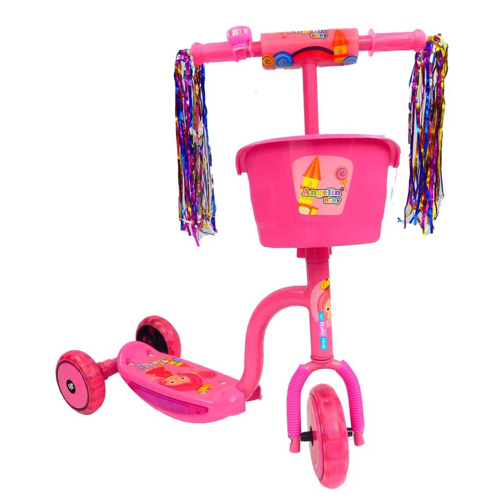 Patin del diablo con llantas tipo gel canastilla y musical Rosa