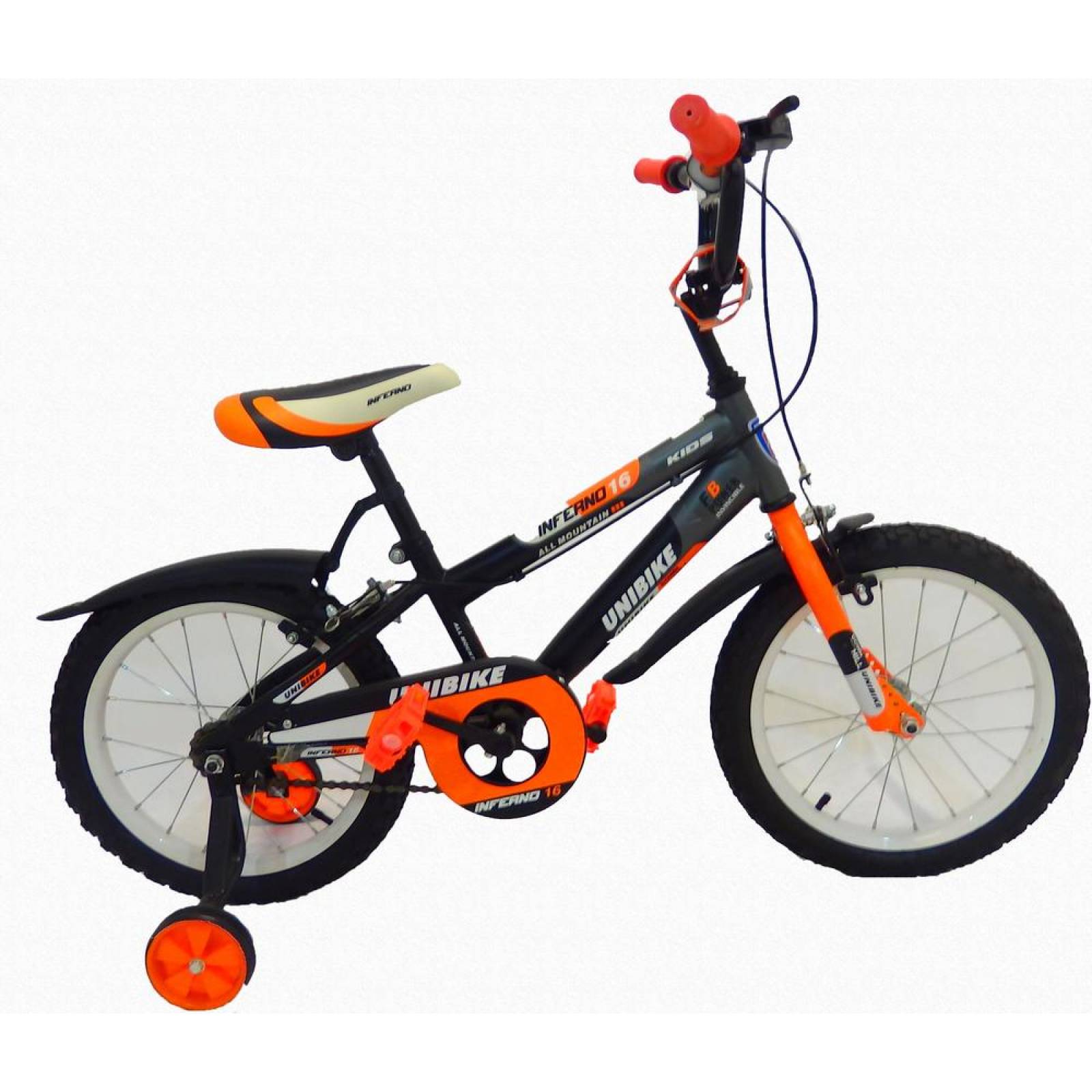 Bicicleta Infantil para niño rodada 16 Negro-Naranja - Naranja