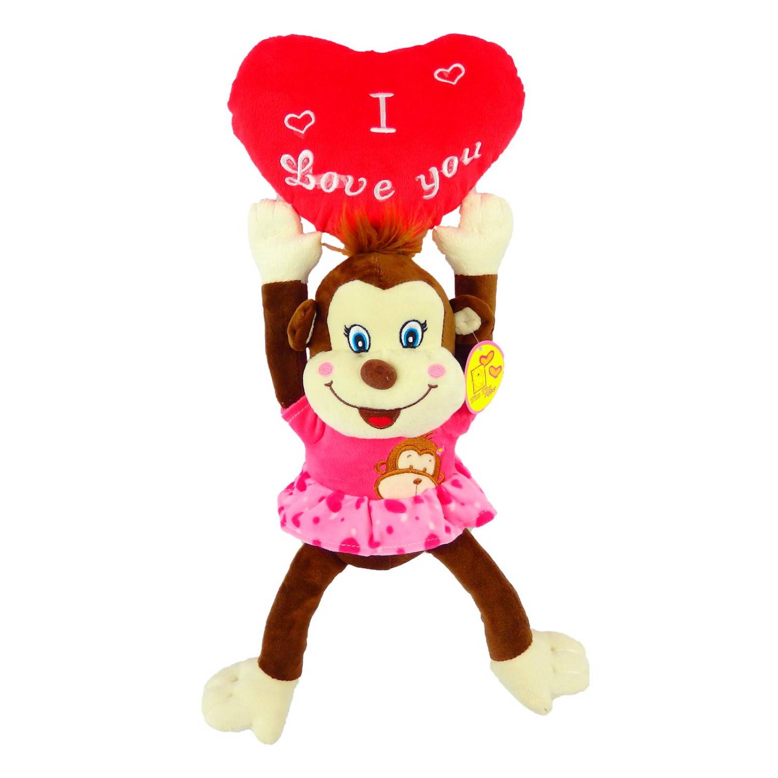 Peluche Chango Grande San Valentín 14 Febrero 43 cm - Rosa