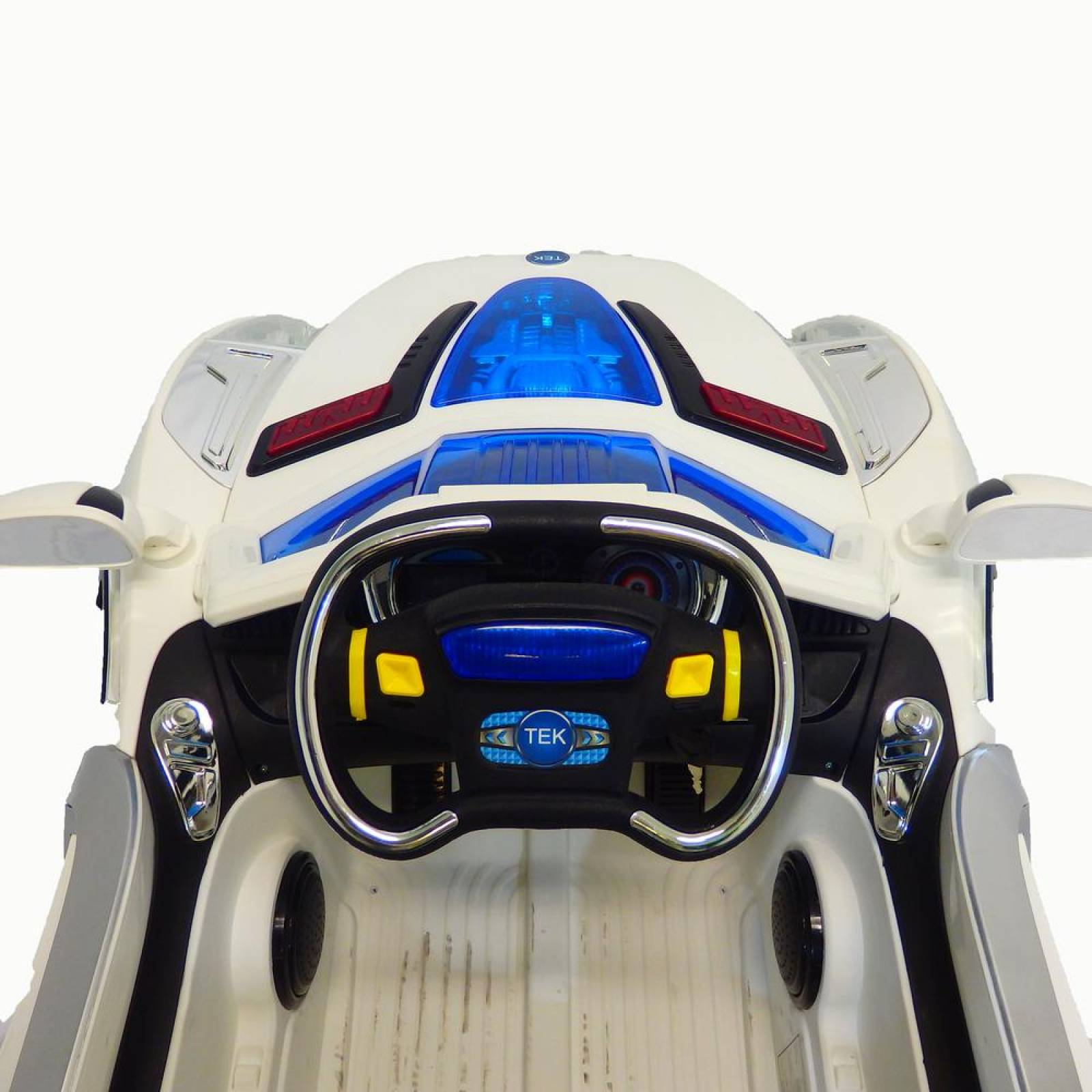 Carro eléctrico Blanco con música, luces y control remoto