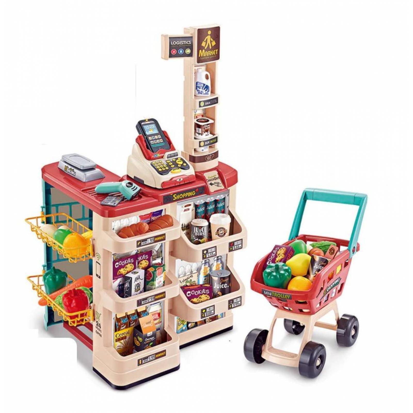 Cocina Mini Super Con Luces Sonidos Y Accesorios Juguete 48pz Rojo