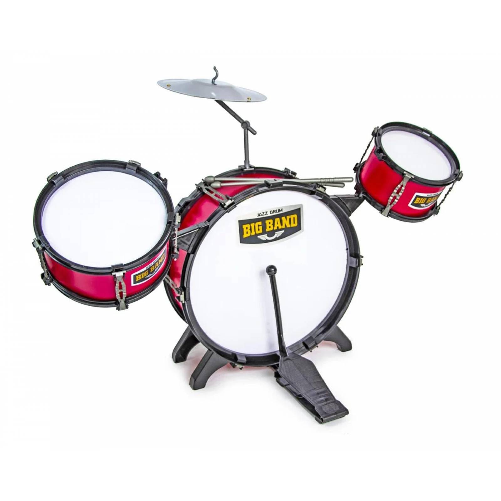 Batería Musical Infantil, 7 piezas, Jazz Drum,Banquillo,juguete - Rojo
