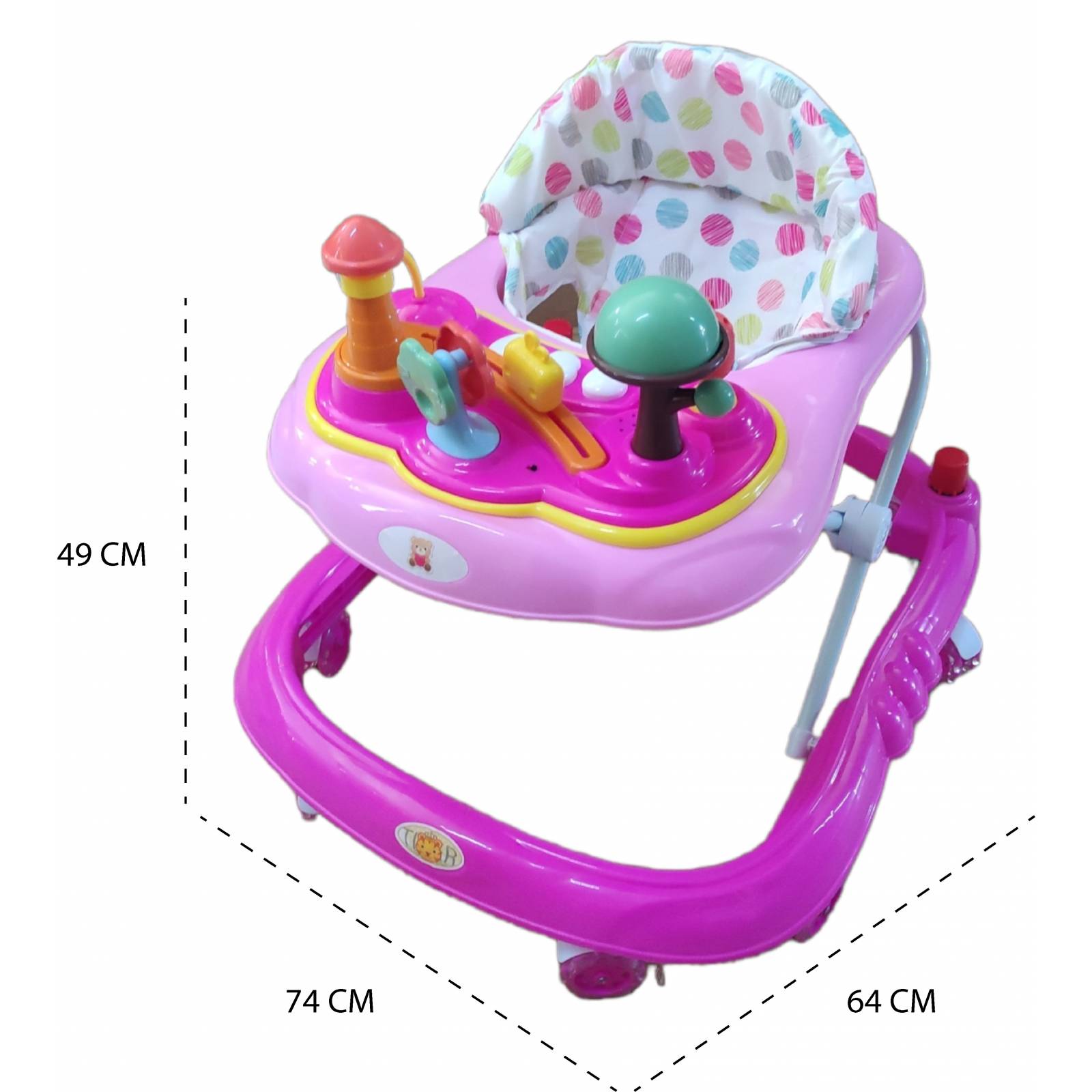 Andadera para Bebe con Llantas de Gel,Cablero,Charola,Sonido - Rosa