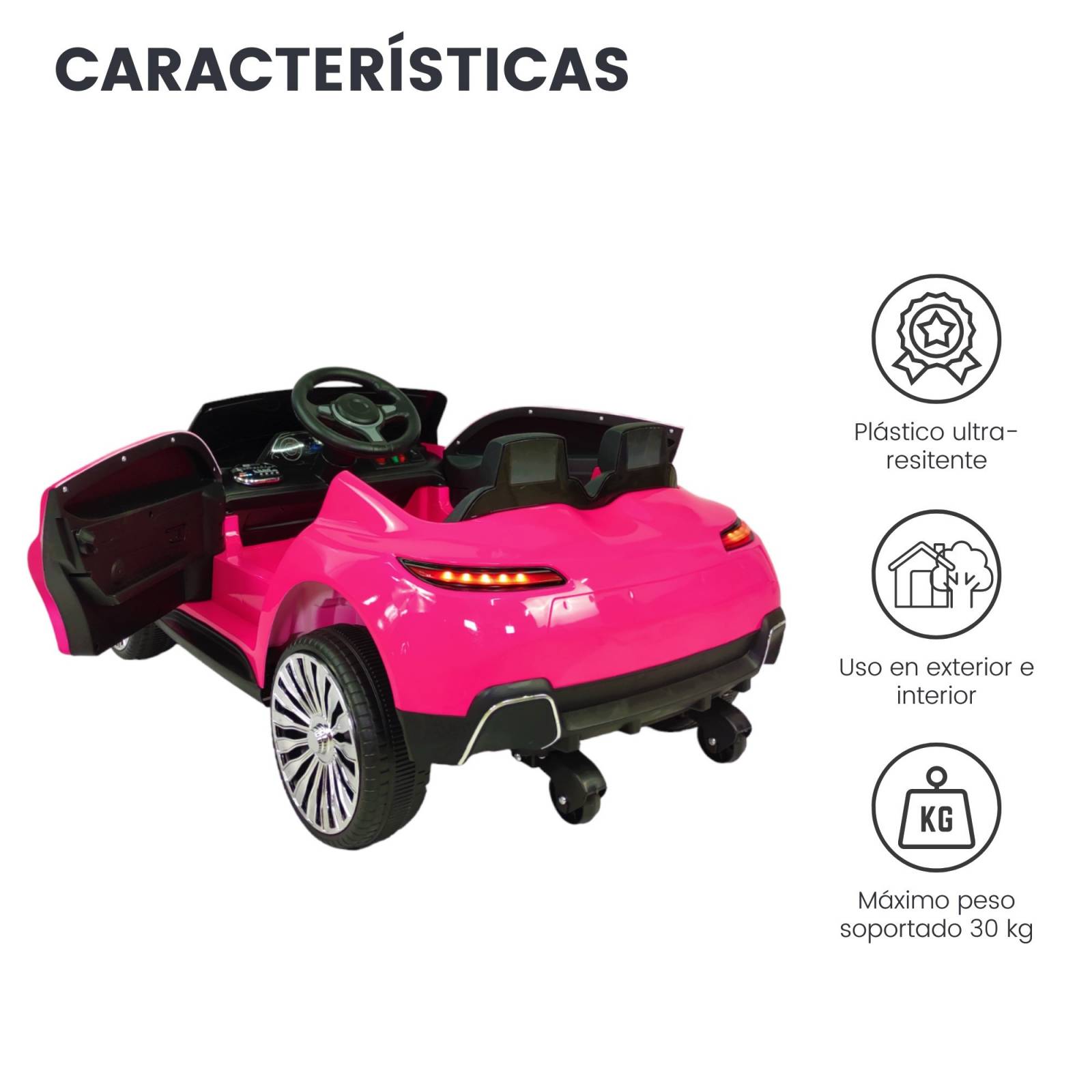 Montable para niños electrico control remoto luz, Rosa Lambo - Rosa