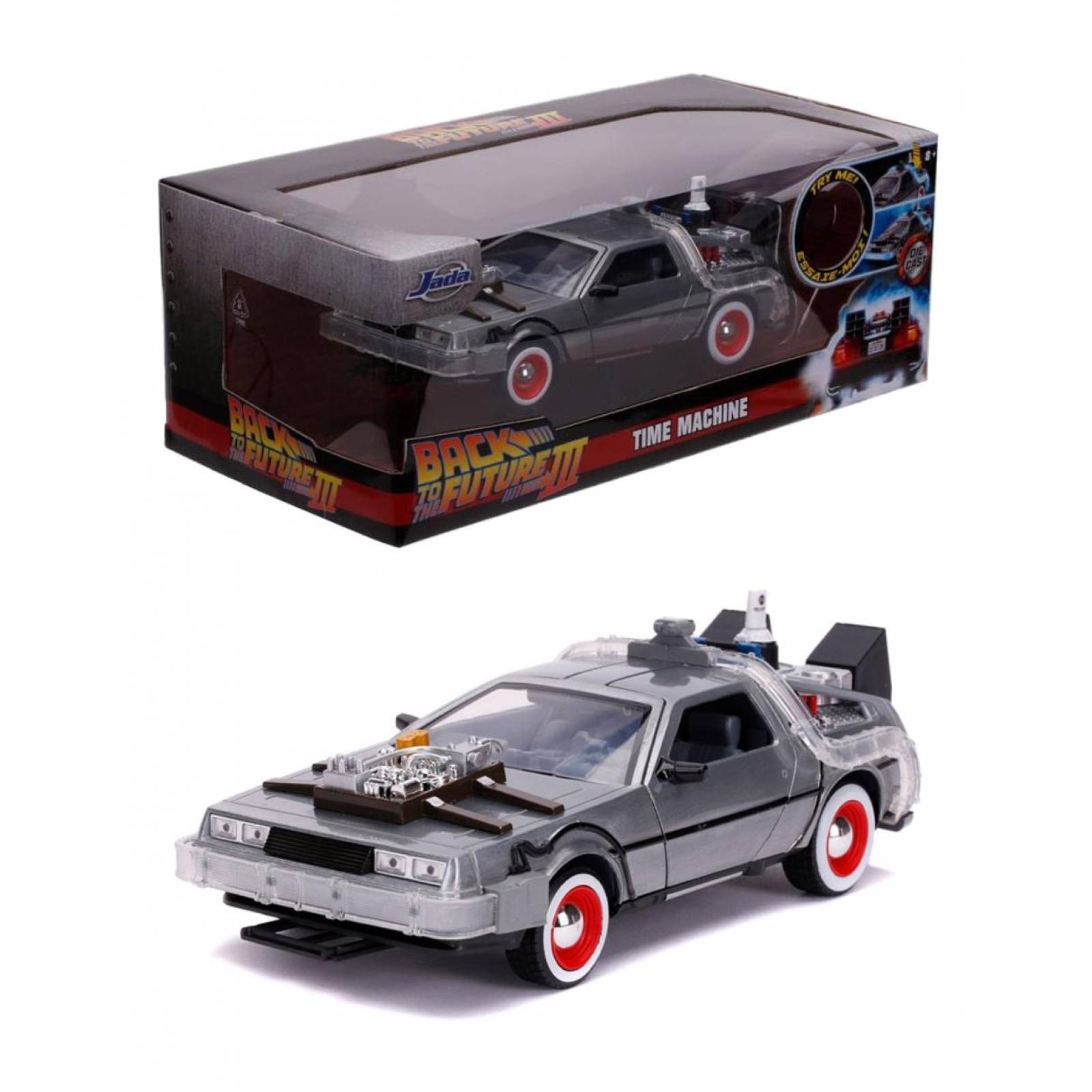 Delorean Time Machine Escala 1:24 Die-Cast Luz y Sonido BTTF 3