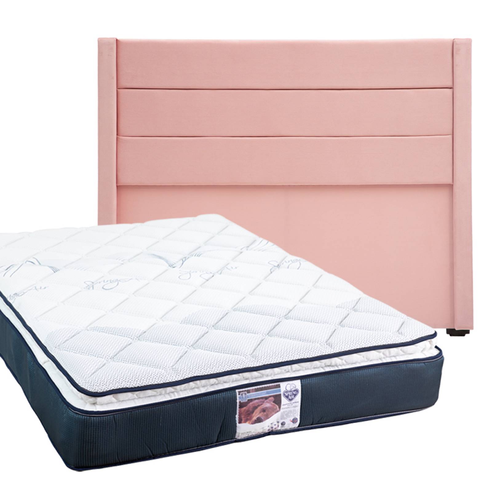 Colchón Matrimonial Spring Air Monaco Con Cabecera Lugo Pink