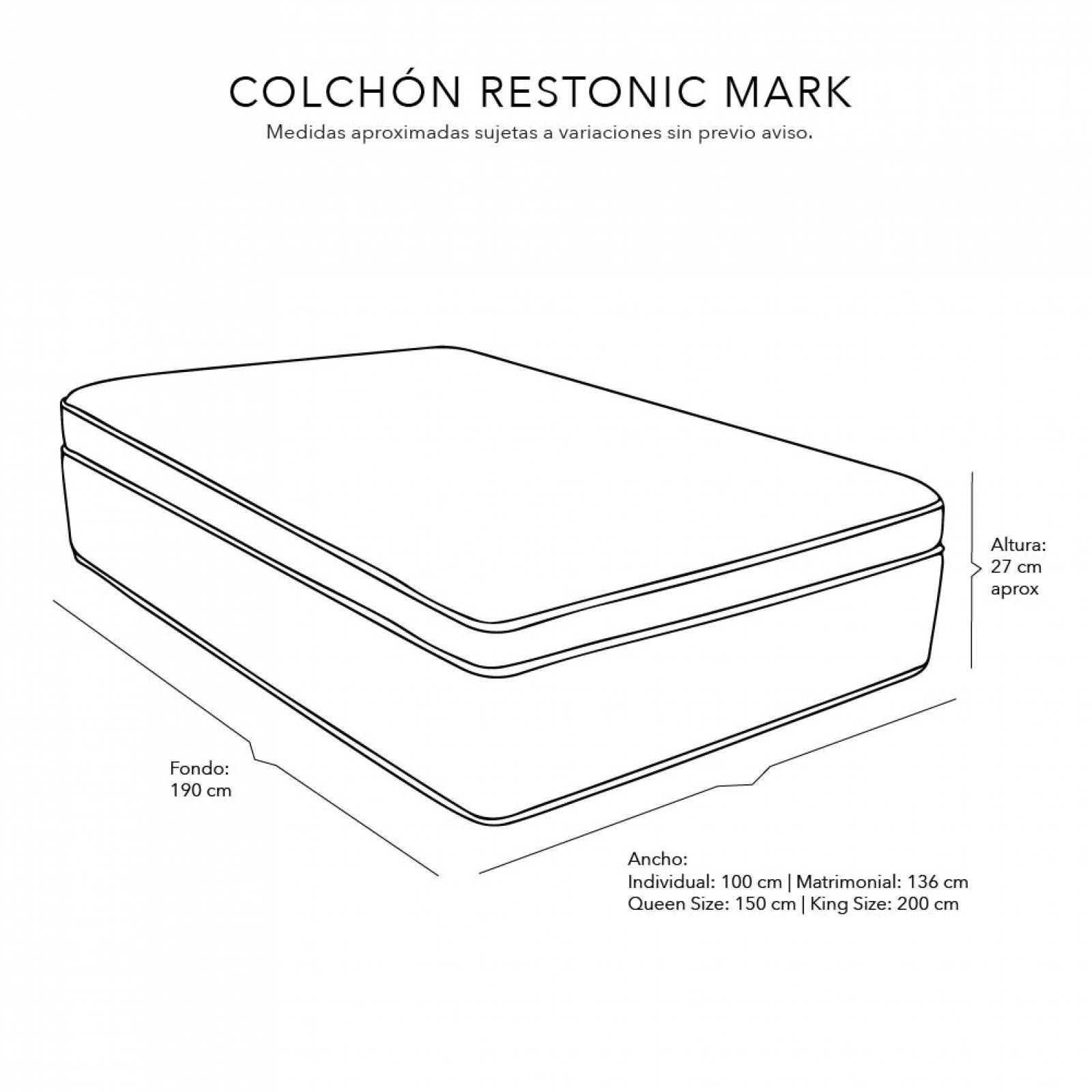 Colchón Restonic Mark matrimonial con cabecera Nube rosa