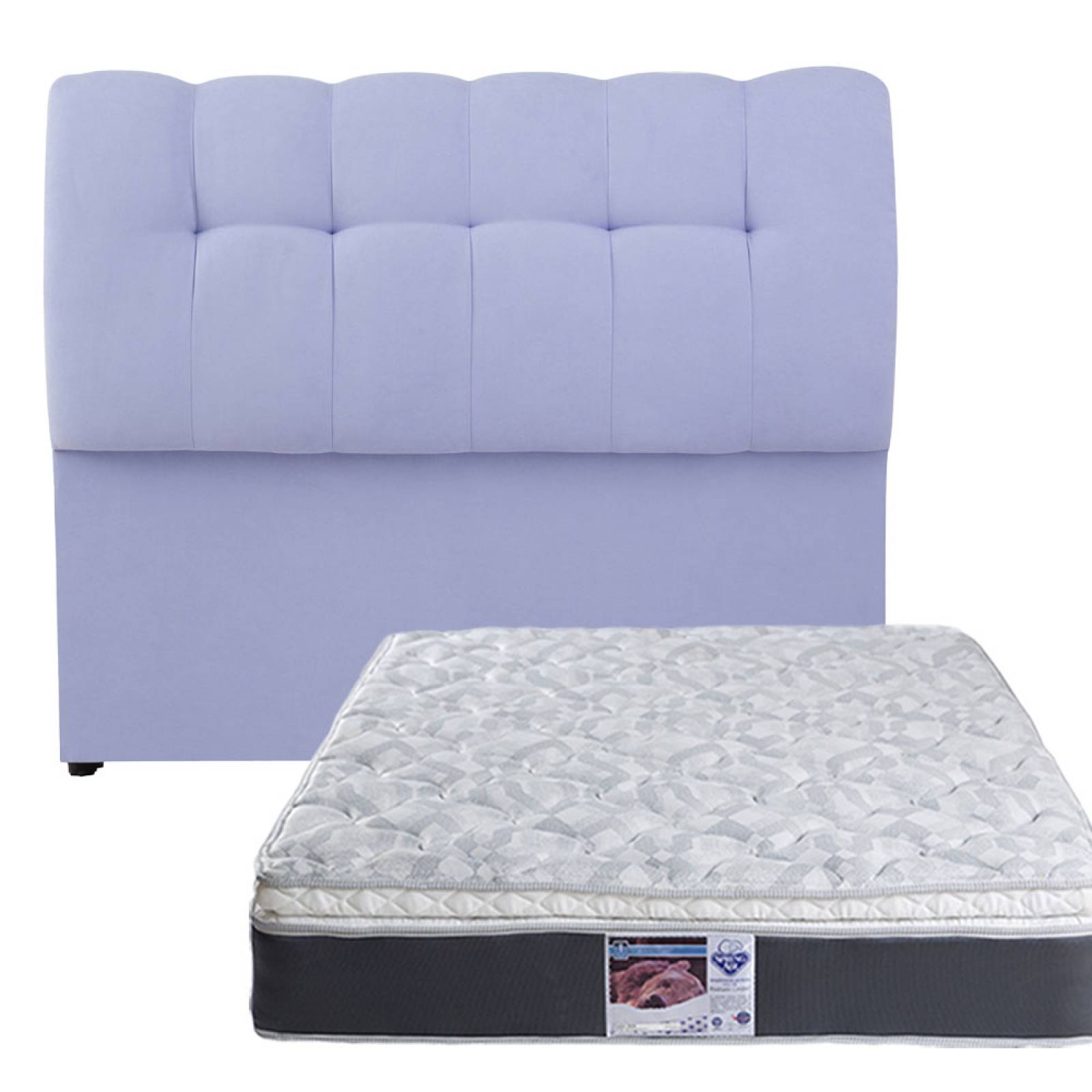 Colchón Matrimonial Spring Air Marte Con Cabecera Nube Lila