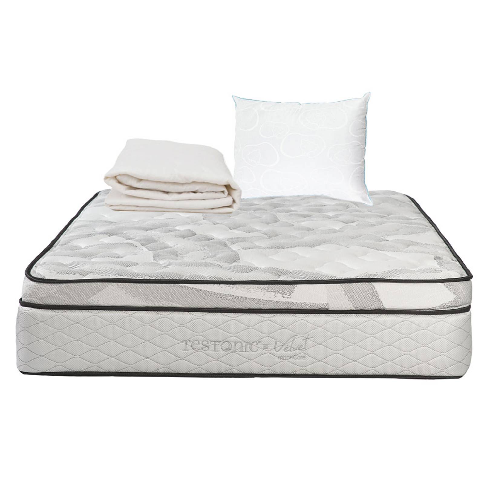 Colchon king size Restonic Velvet con protector y almohada