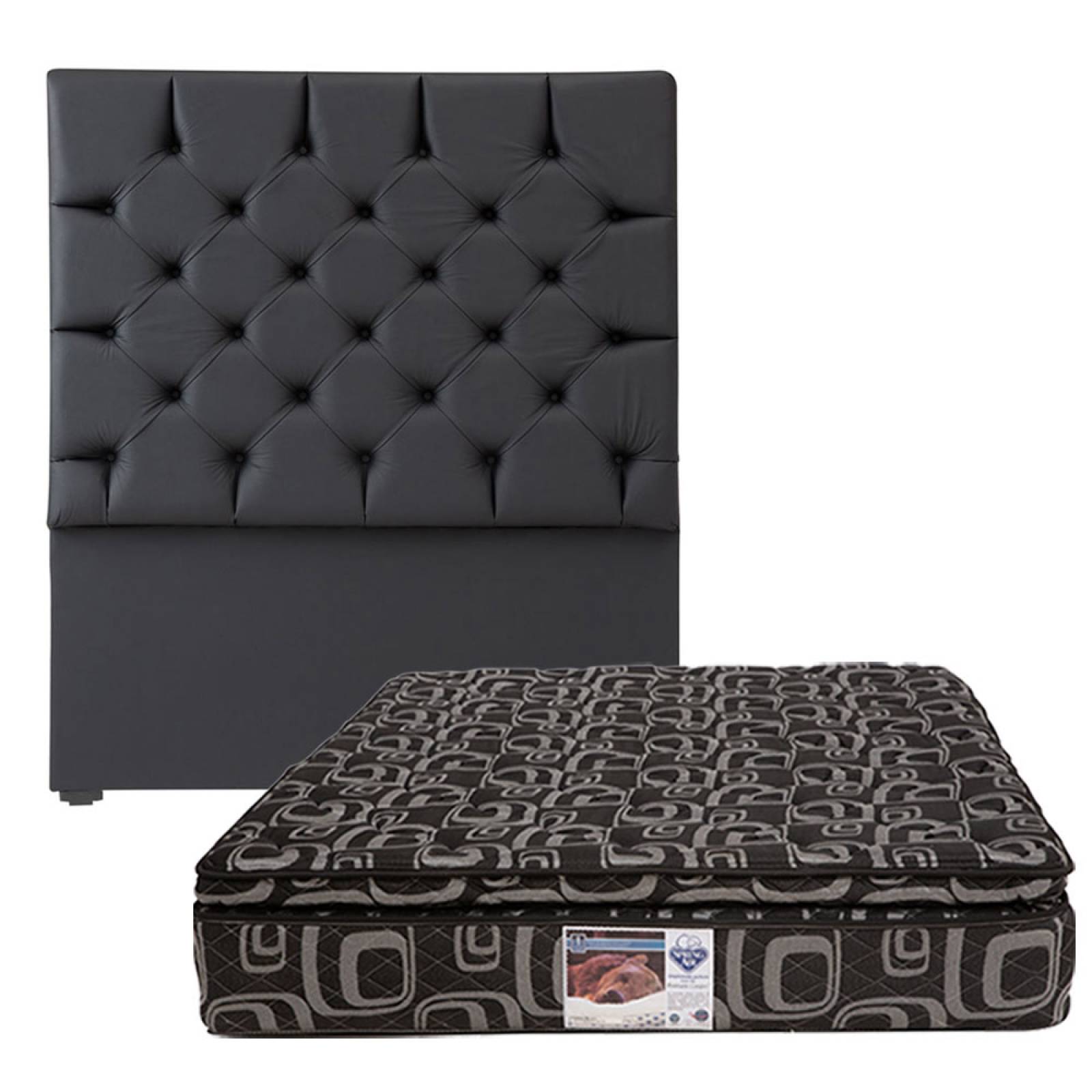 Colchon Queen Size Spring Air Morgan con Cabecera Calgary Negro