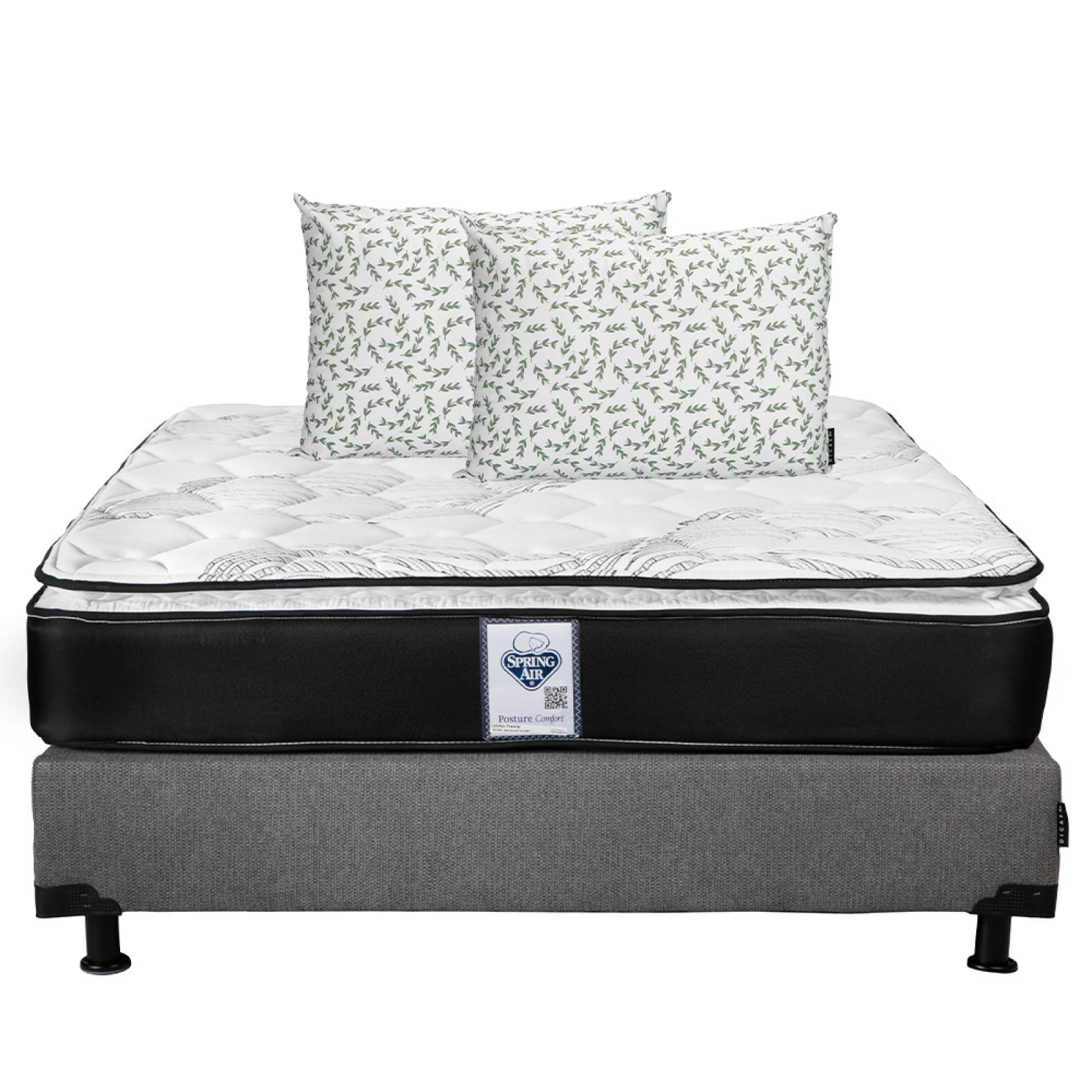 Colchón Matrimonial Spring Air Premier con Box Dicasa Rivoli Gris y ...