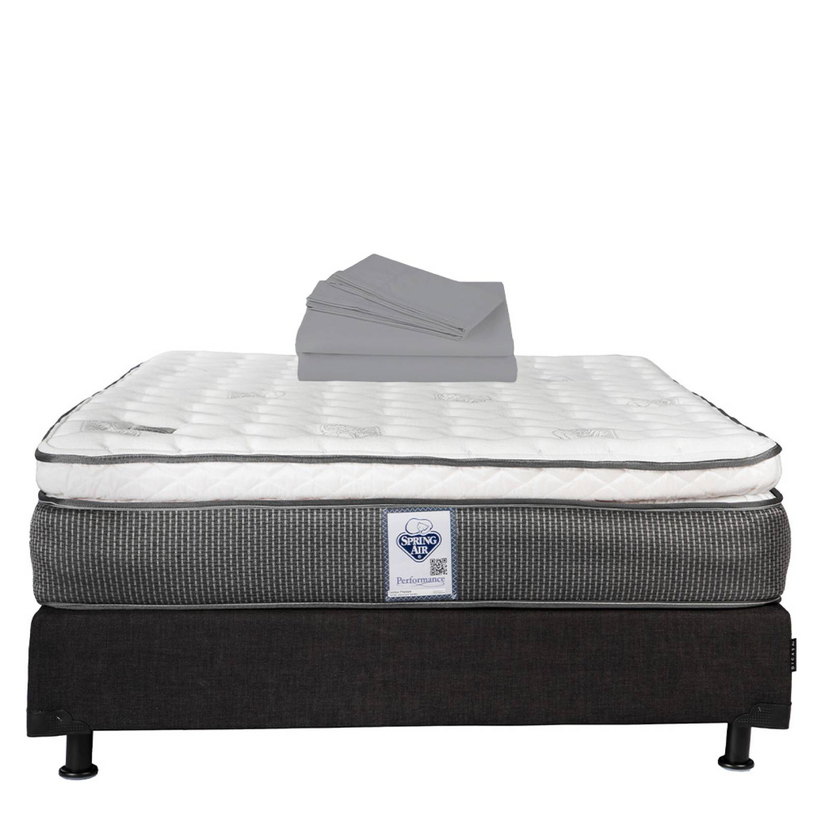 Colchon Matrimonial Spring Air Phantom Con Box Negro y Sabanas
