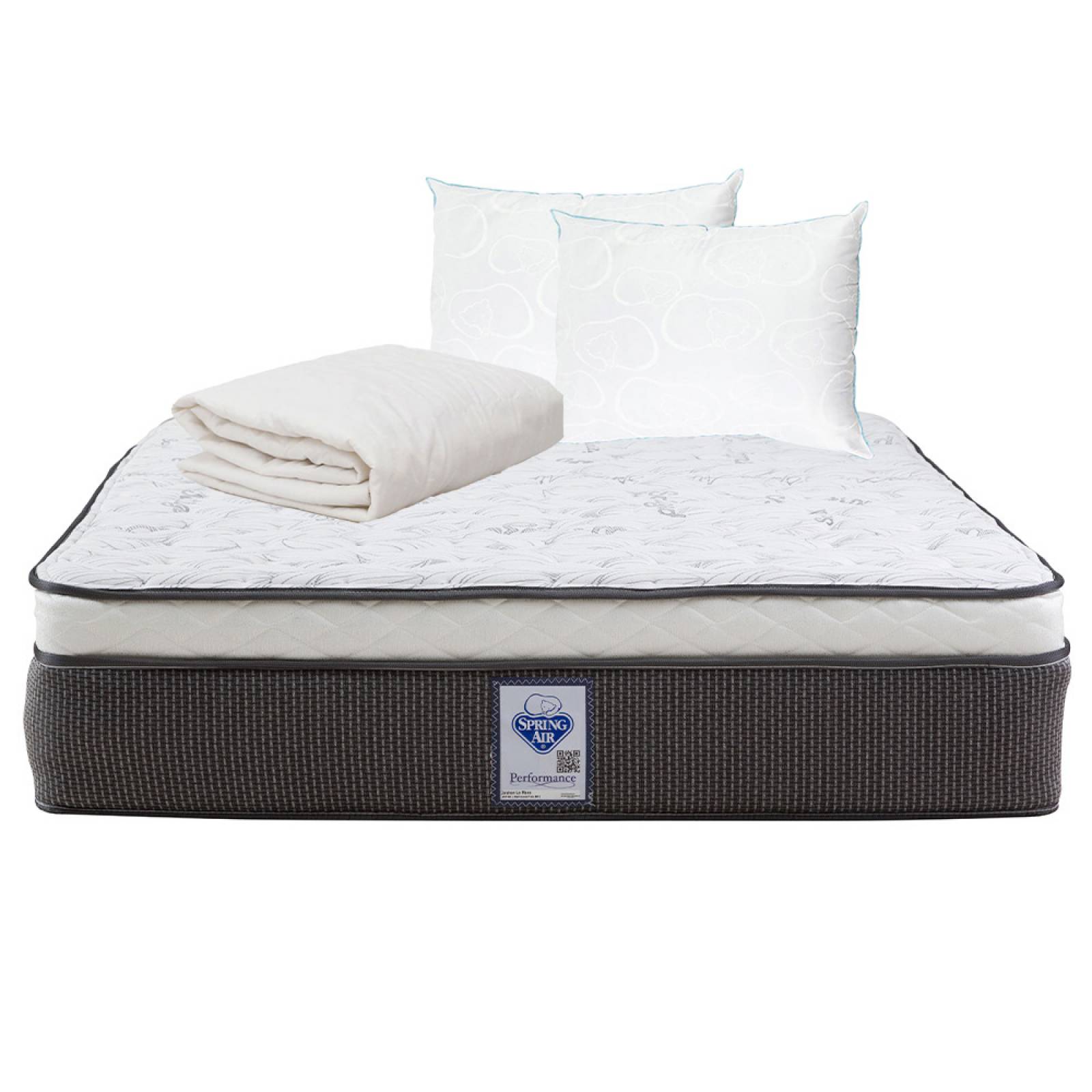 Colchón Spring Air King Size LeMans Con 2 Almohadas Osos y Protector