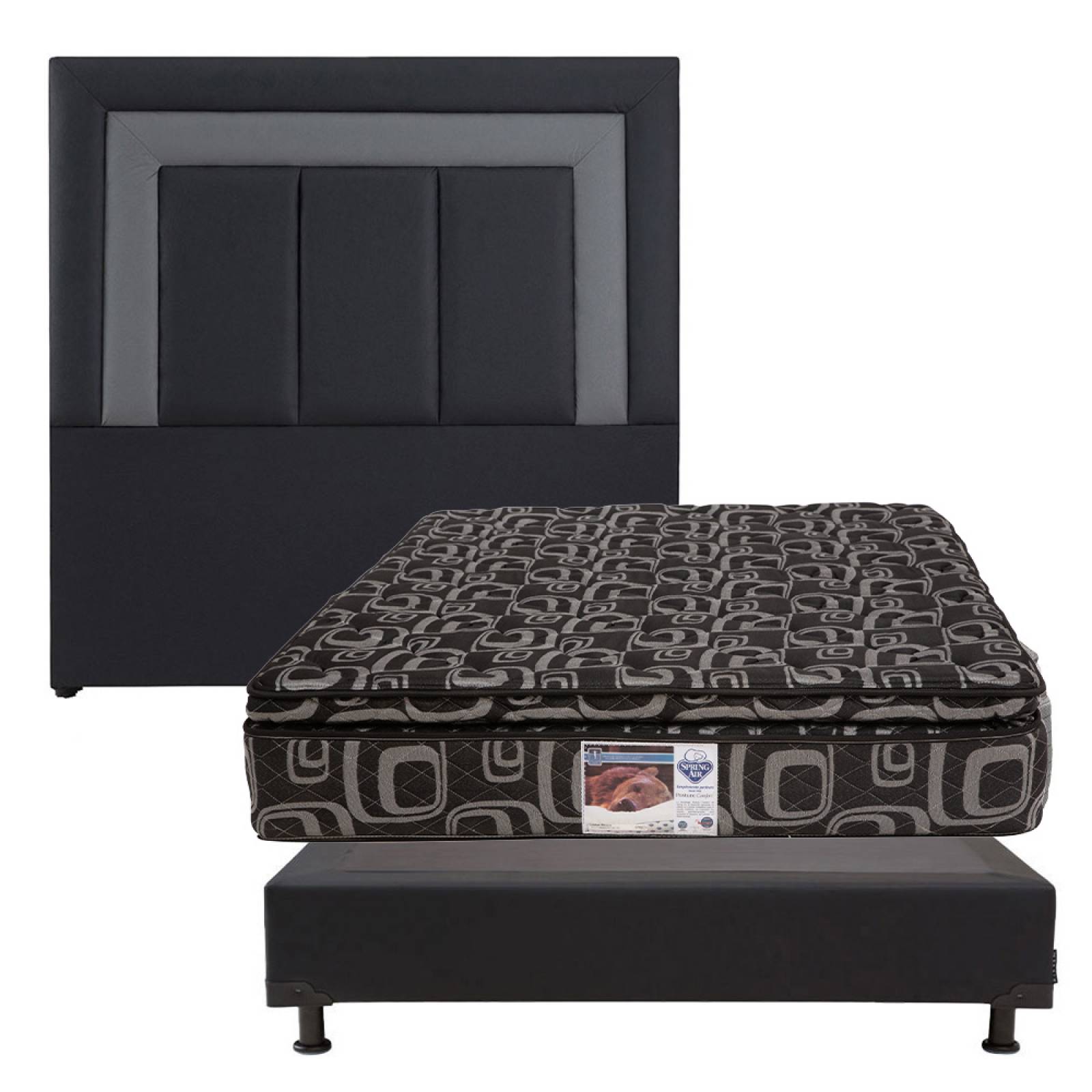 Colchon Morgan Spring Air matrimonial con box y cabecera Vento negra