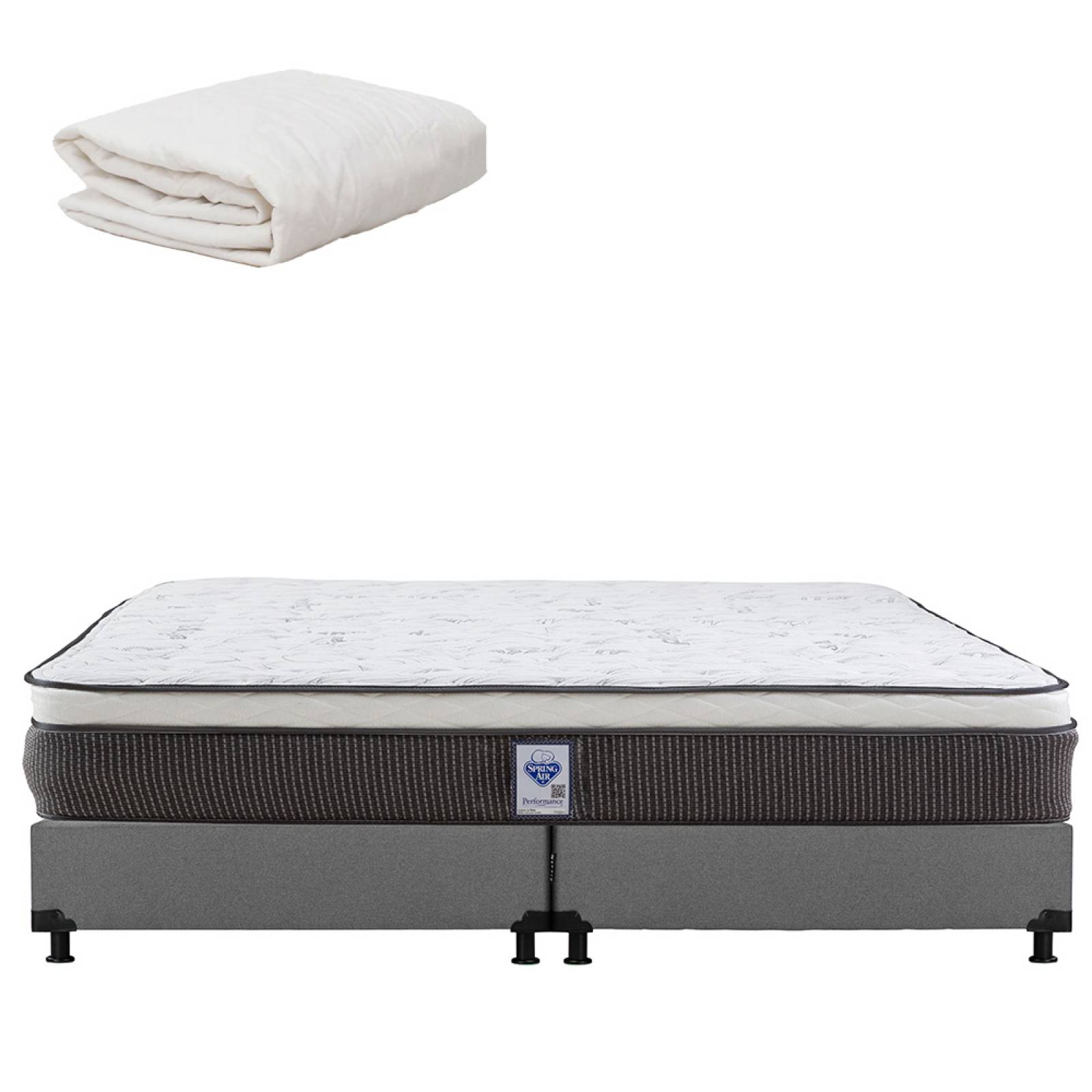 Colchon King Size Spring Air Lemans Con Box Gris Y Protector