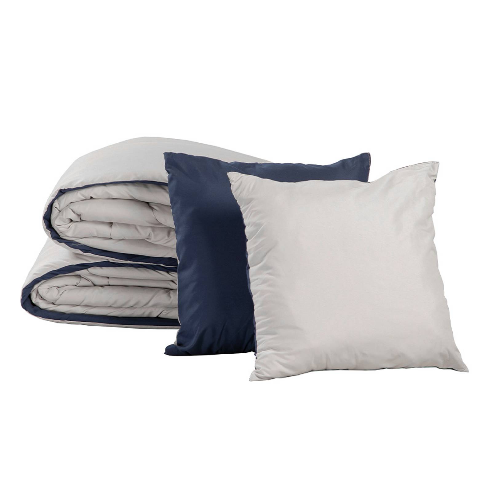 Set Edredón Queen Size Dicasa Couzy Doble Vista Azul Marino con Gris