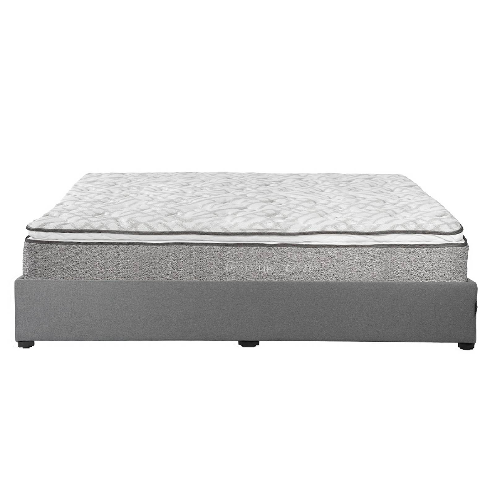 Colchón King Size Restonic Vail Con Base Cama Dicasa Orleans Gris