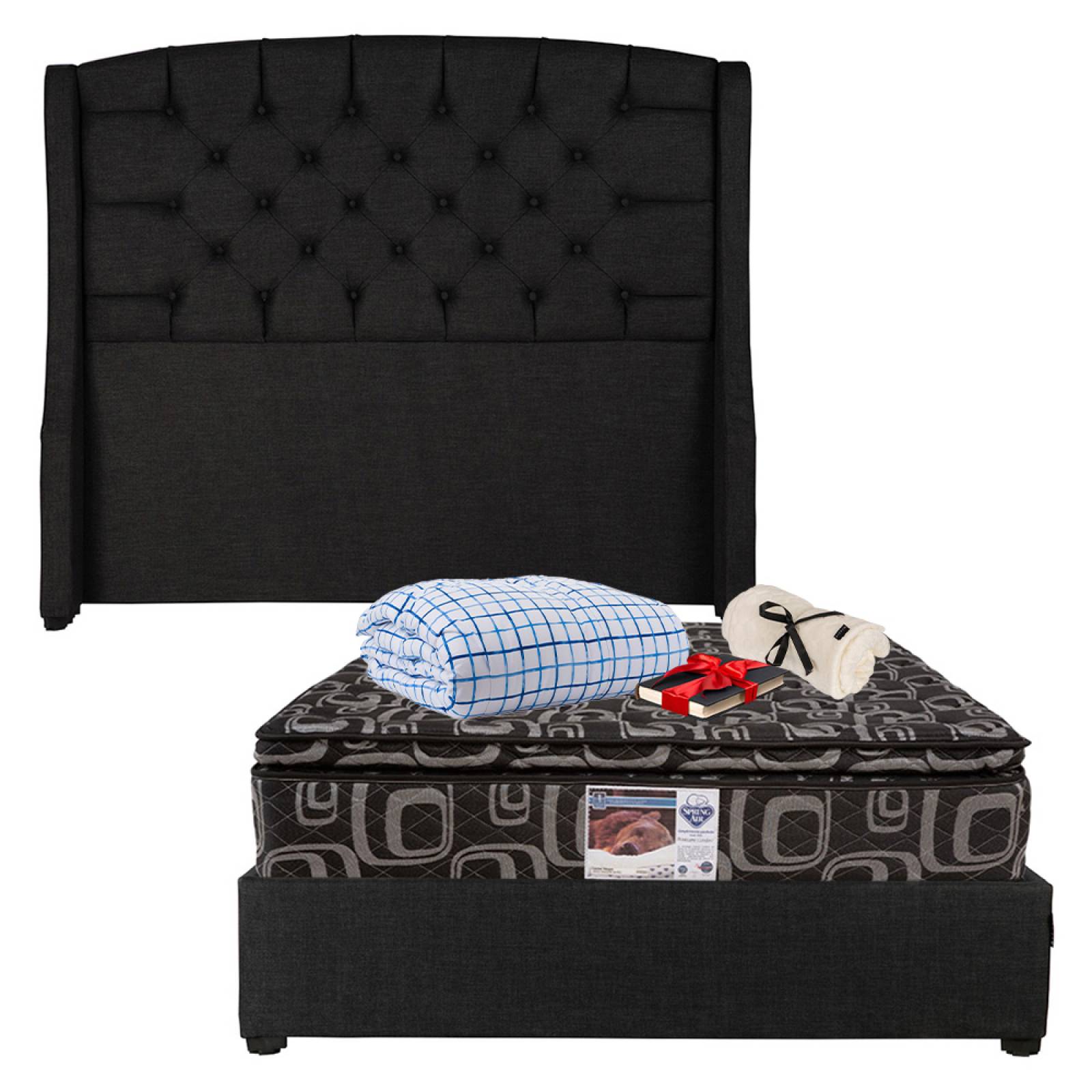 Colchon Matrimonial Spring Air Morgan con Cabecera Sitka, Base Cama ...