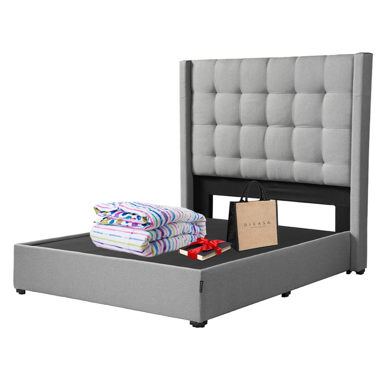 Colchón Queen Size Spring Air Marte, Cabecera Dicasa Titan con Base ...