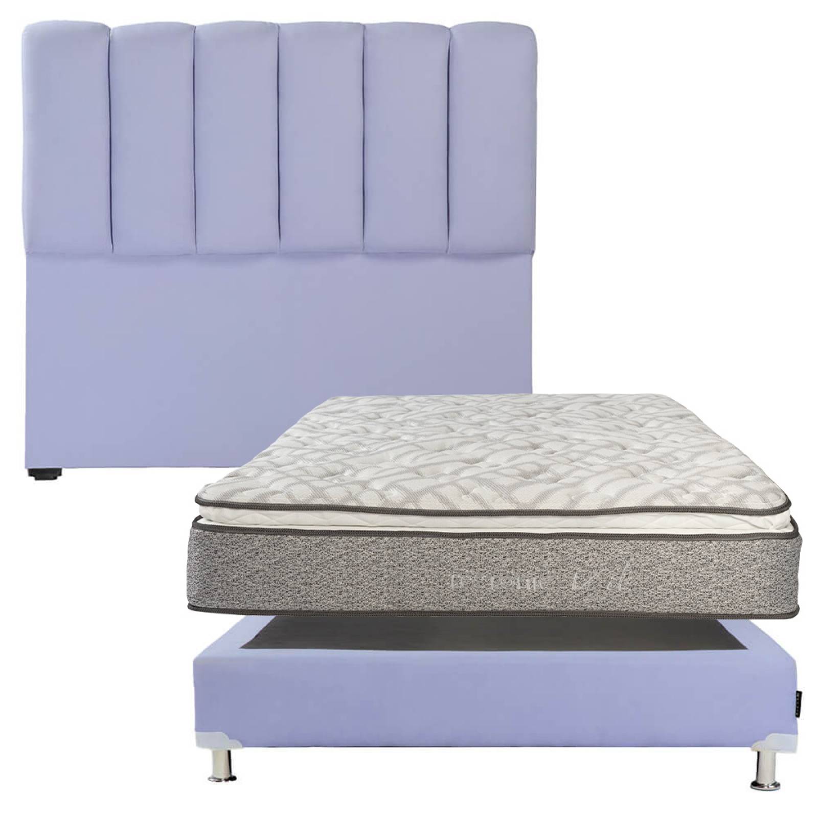 Colchón Matrimonial Restonic Vail con Cabecera Dicasa Kami y Box Lila