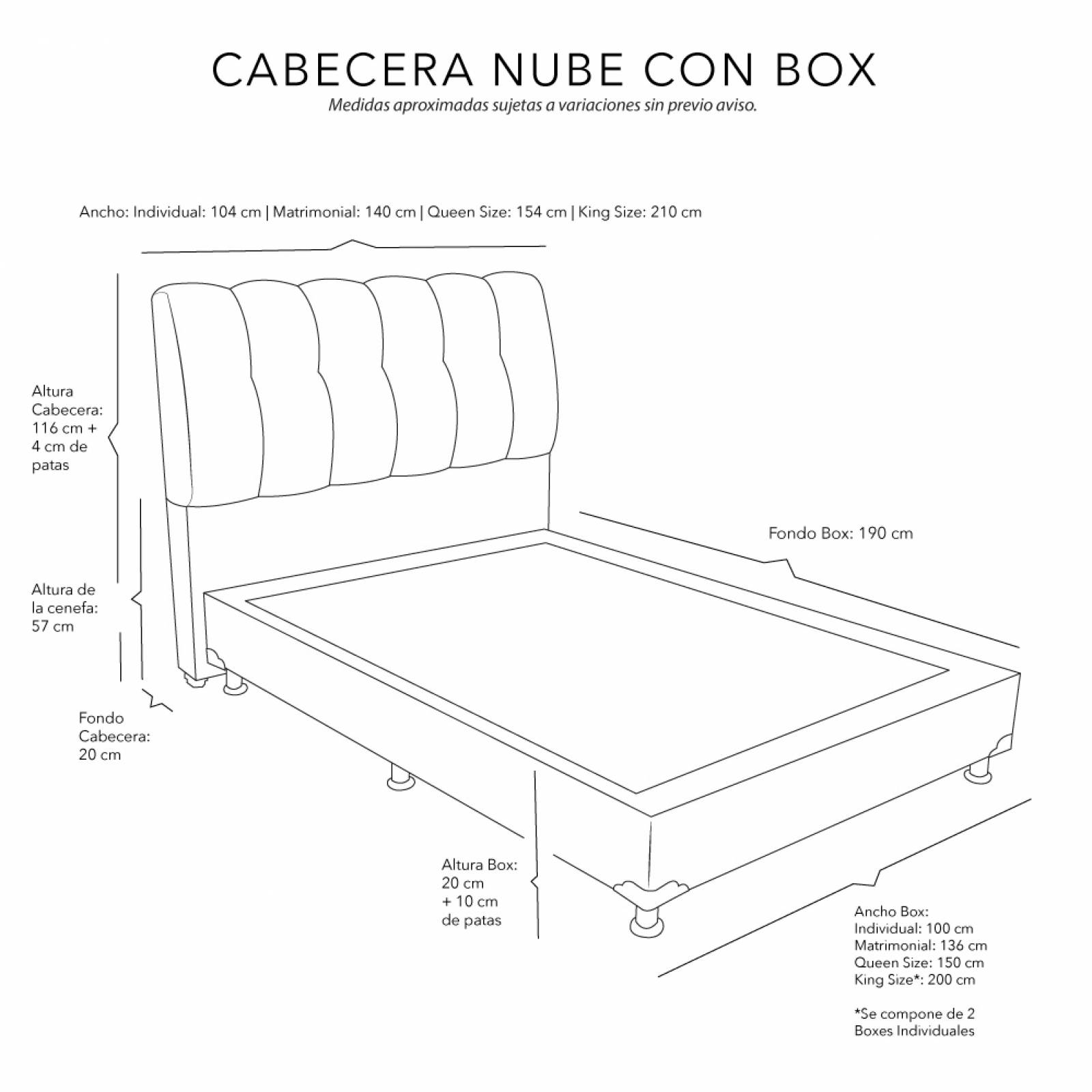 Cabecera Queen Size Dicasa Nube Con Box Orly Gris