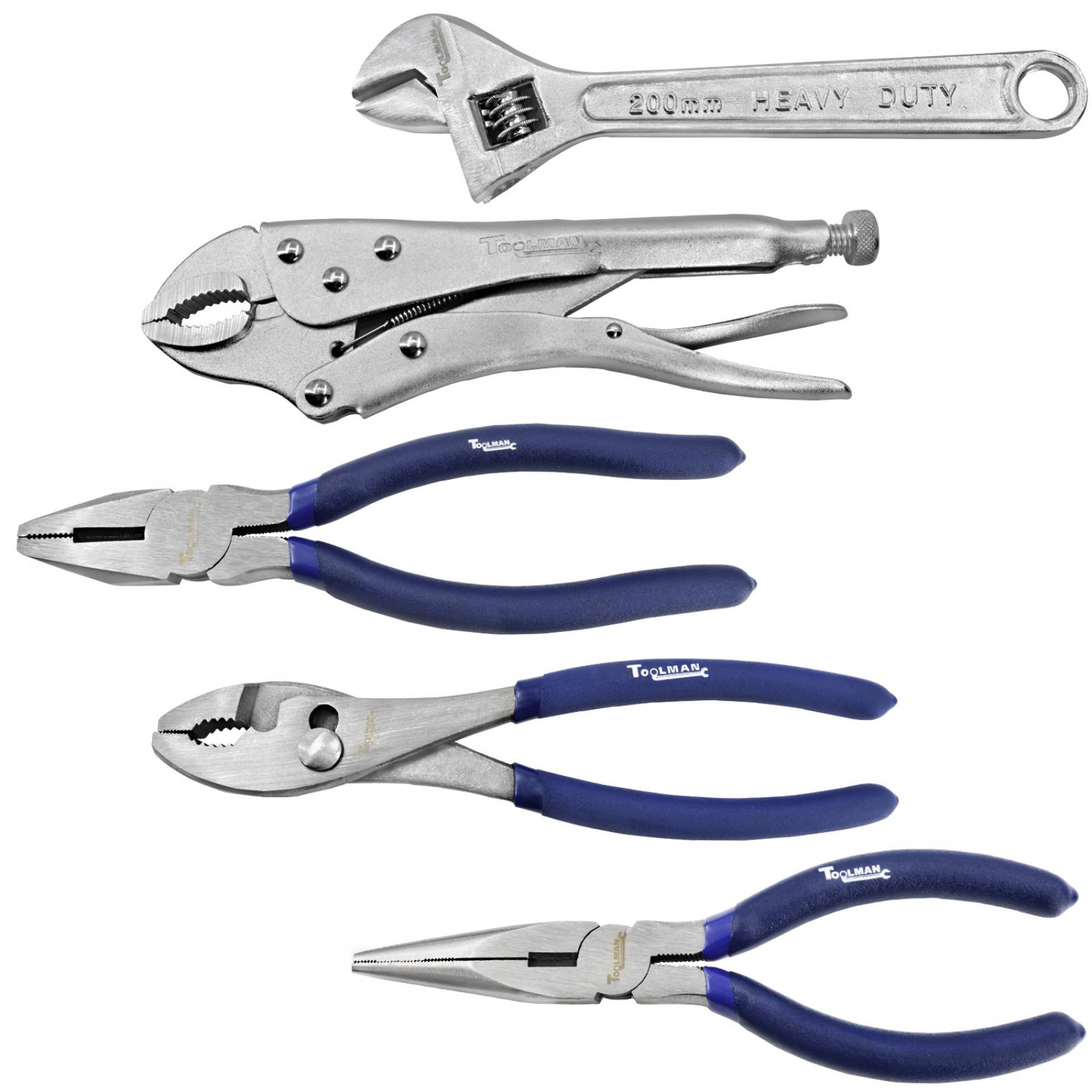 Toolman Juego de Pinzas y perico 5 piezas, pinzas electricista, chofer ...