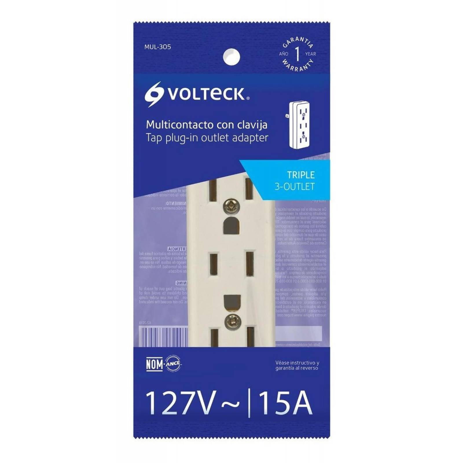 Multicontacto Triple 2 Polos + Tierra Volteck