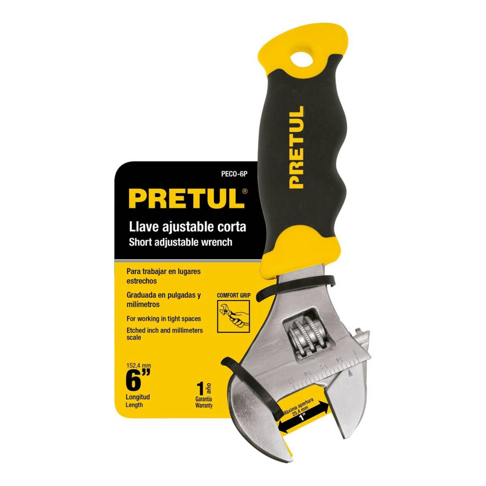 Llave Perica Corto 6' Con Grip Pretul 28219