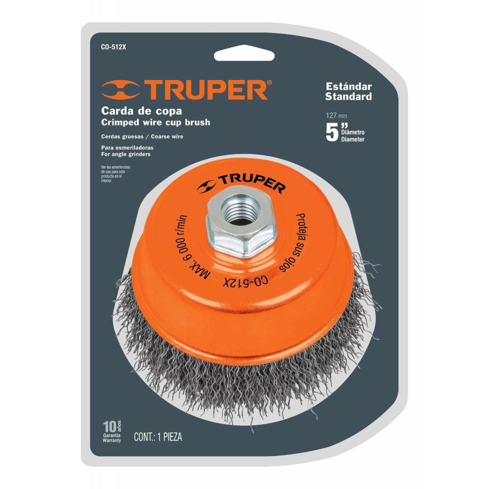 Carda De Copa Alambre Ondulado Grueso 5x5/8' Truper 17533