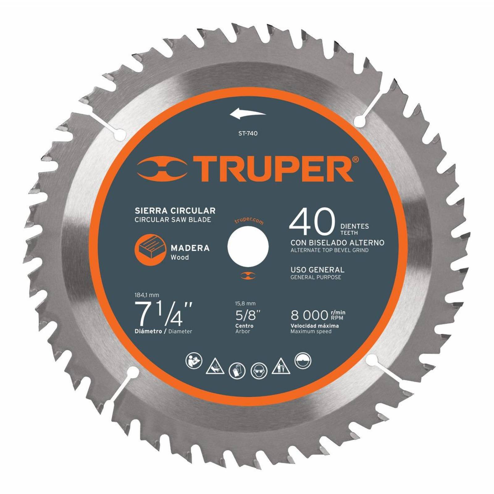 Disco Sierra Para Madera 7 1 4 40 Dientes Centro 5 8