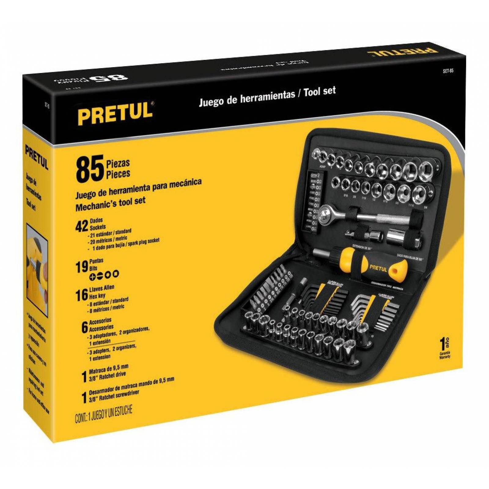Juego De Herramientas Para Mecánica 85 Piezas Pretul